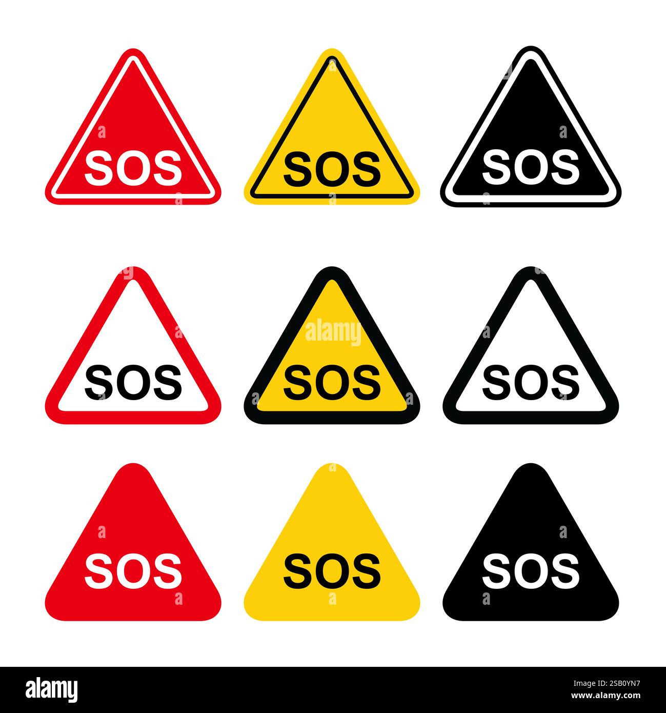 Set of SOS help icon, safety support alert design, save vector ...