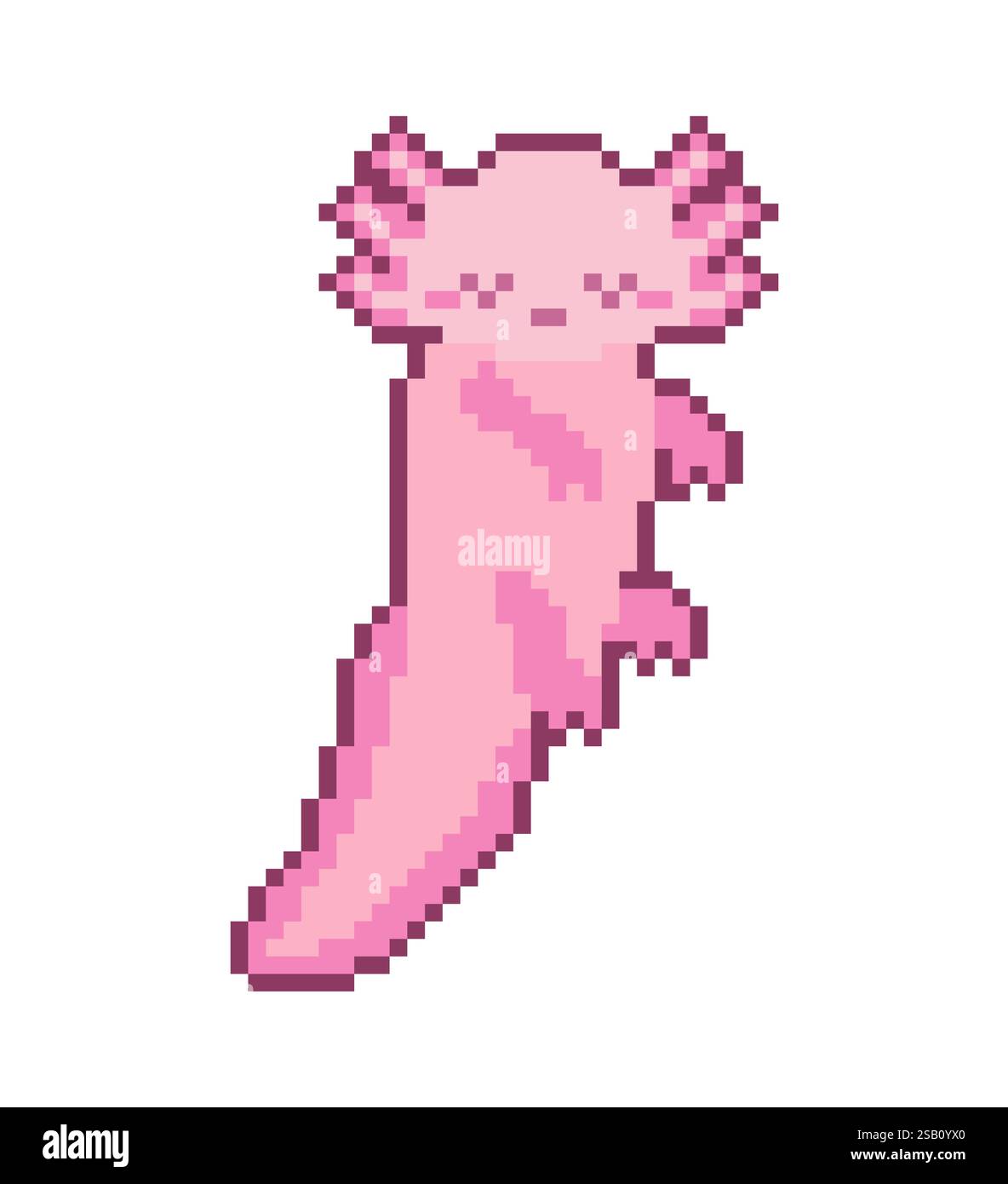 Cute axolotl pixel art. 8 bit Little Amphibian Salamander Stock Vector ...