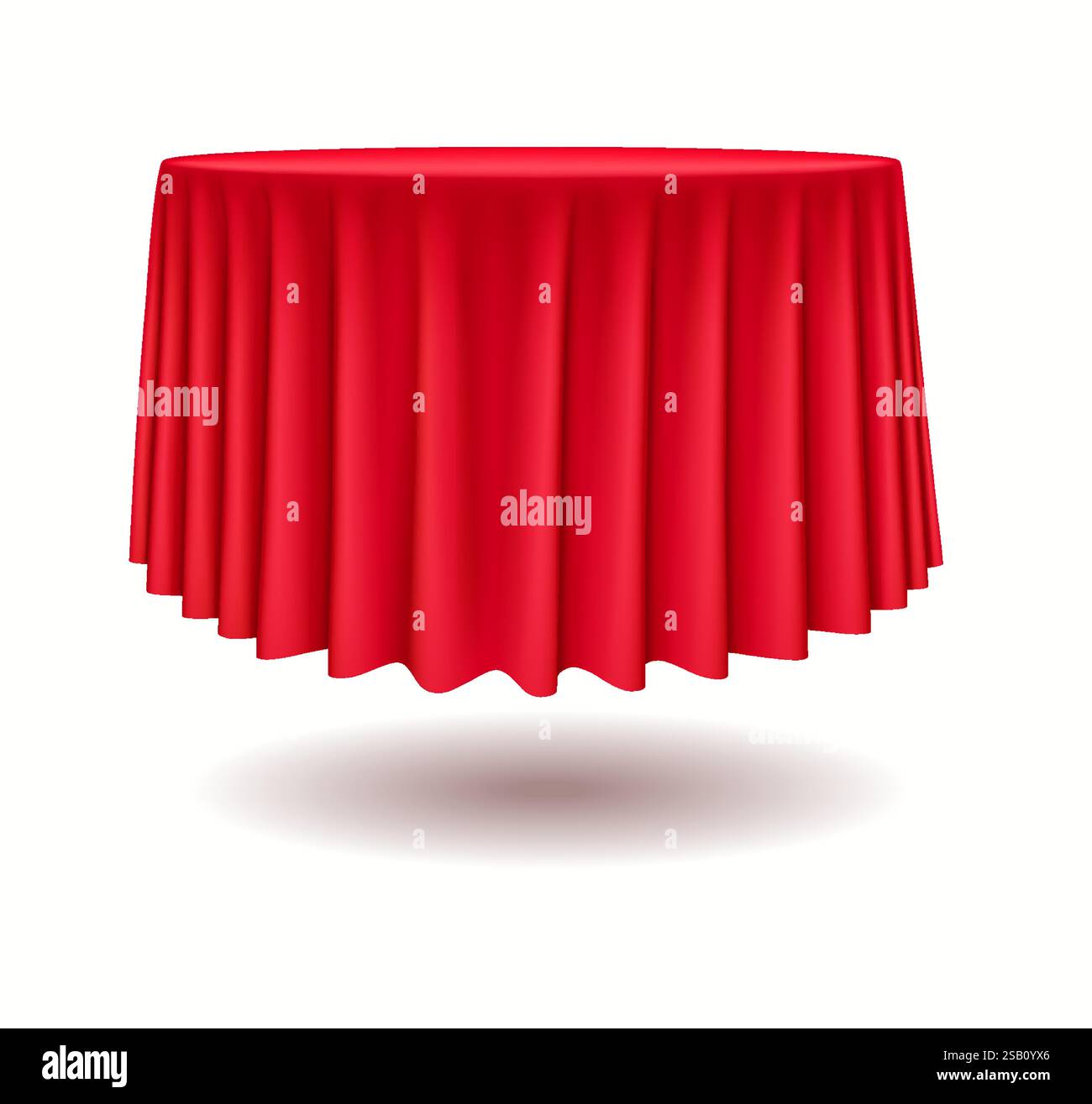 Round table with red tablecloth realistic vector illustration ...