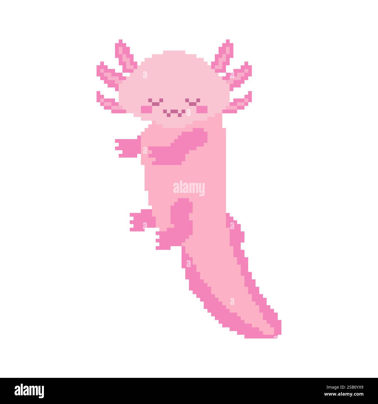 Cute axolotl pixel art. 8 bit Little Amphibian Salamander Stock Vector ...