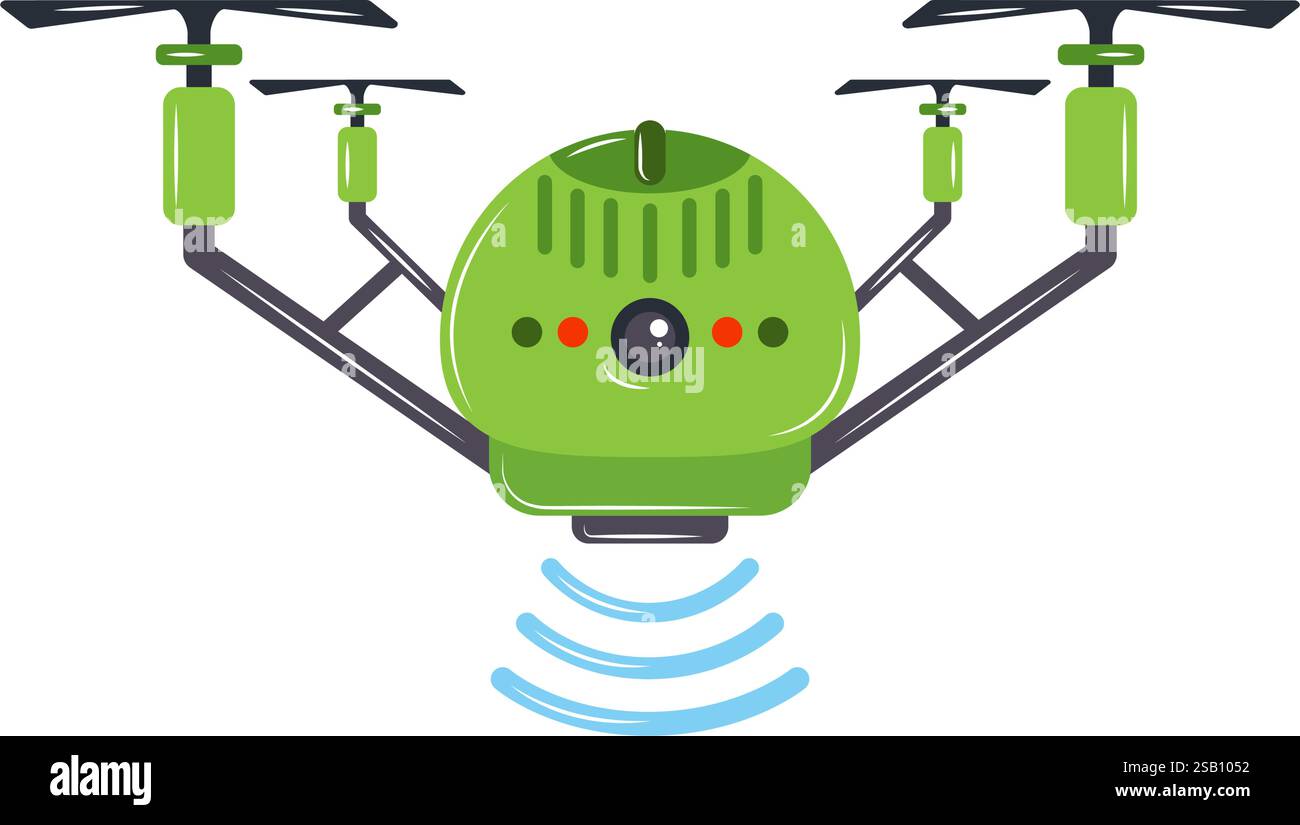 Green drone with radar sensor scanning illustration Stock Vector Image ...