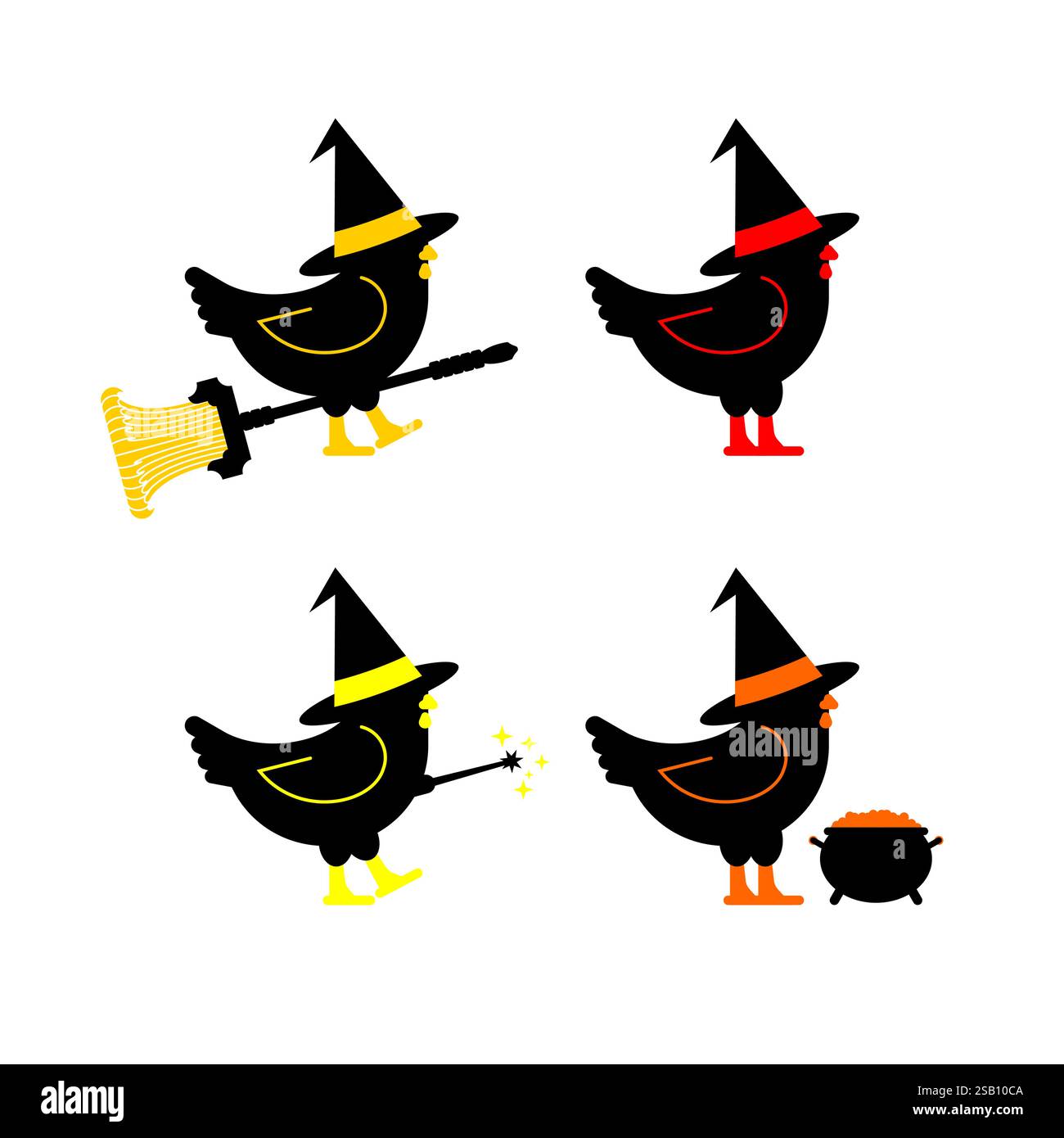 Black Chicken witch in hat. Magic rooster Stock Vector Image & Art - Alamy