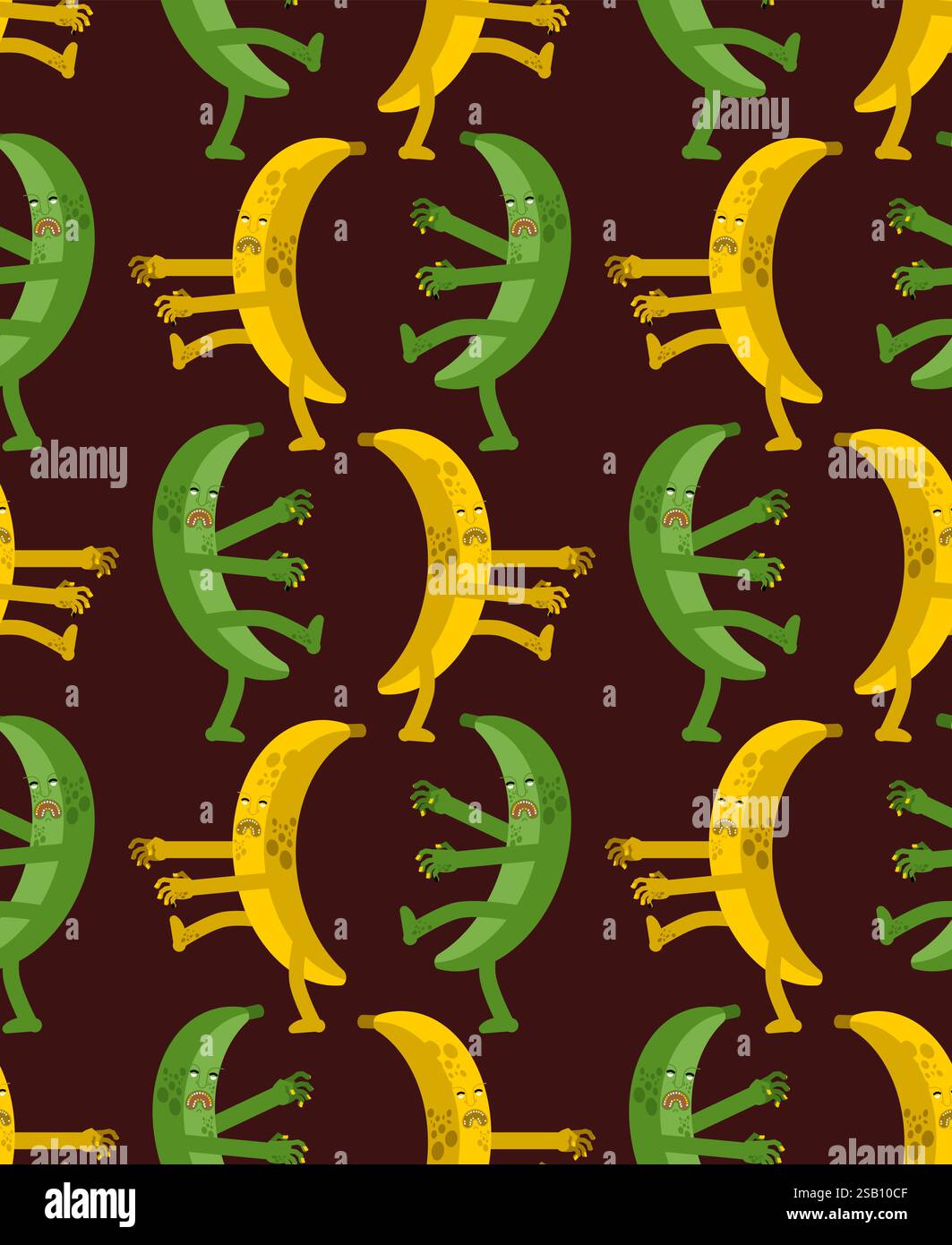 Zombie banana pattern seamless. Fruit has rotted to death background ...