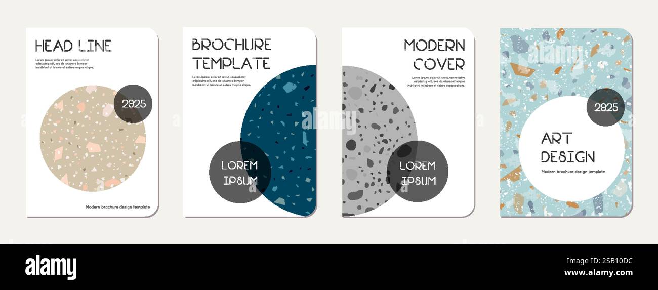 School diary cover design. Terrazzo abstract background made of natural ...