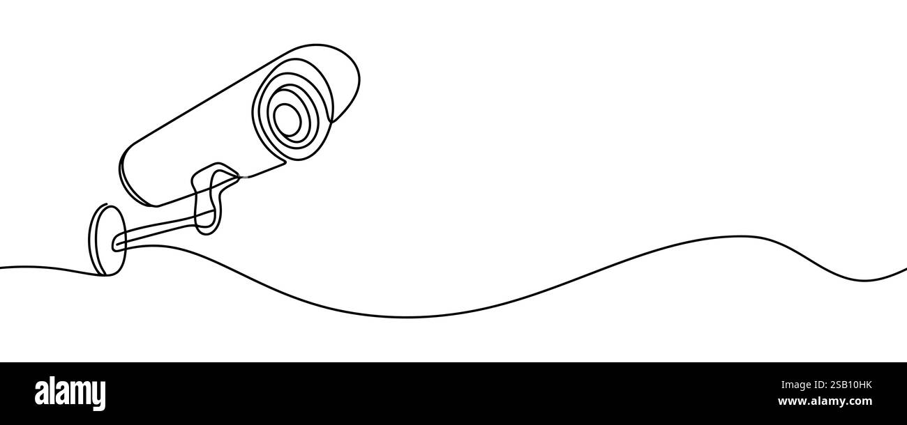 Surveillance camera Continuous one line drawing Stock Vector Image ...