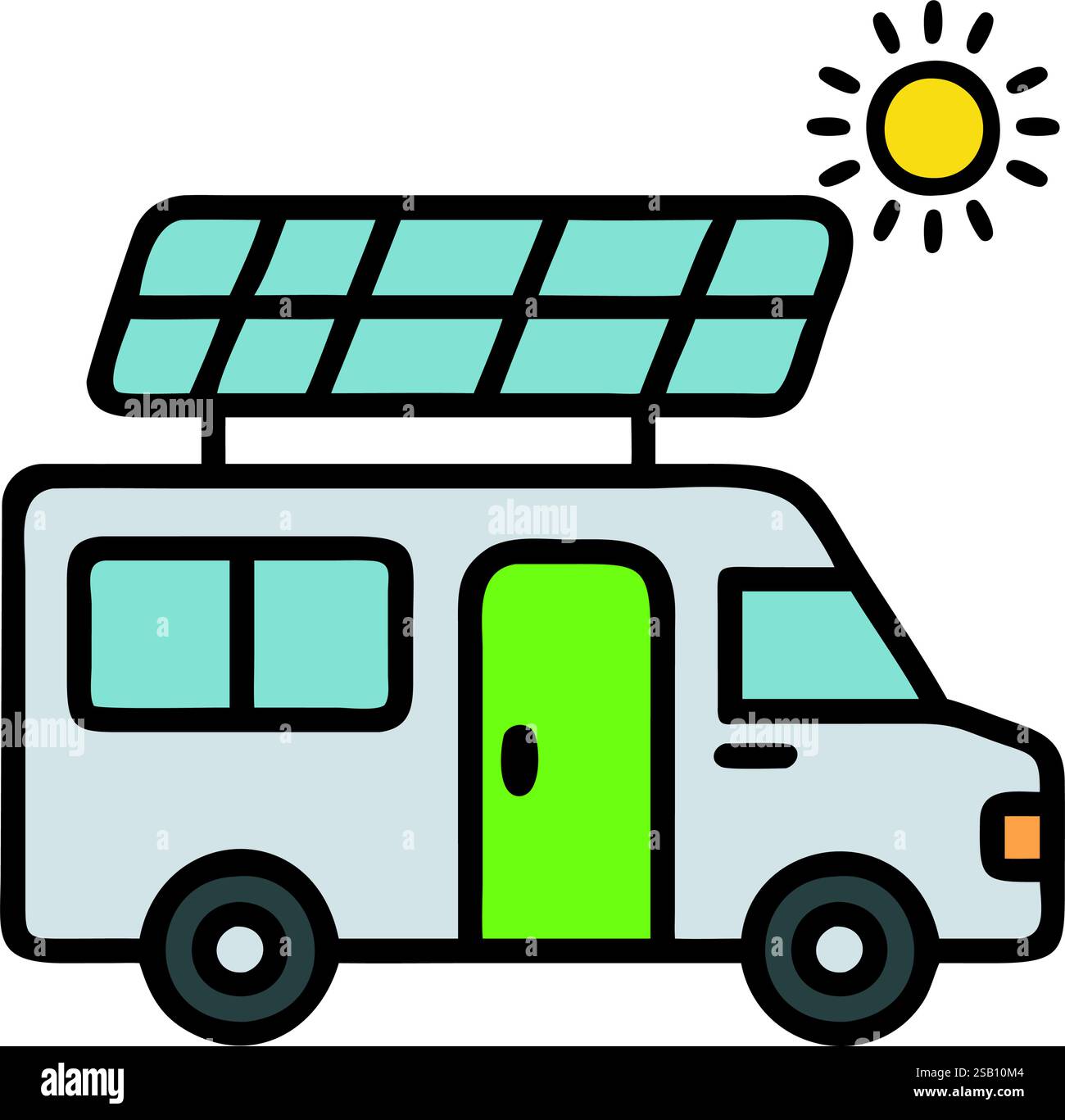 Solar powered camper van eco friendly travel illustration Stock Vector ...