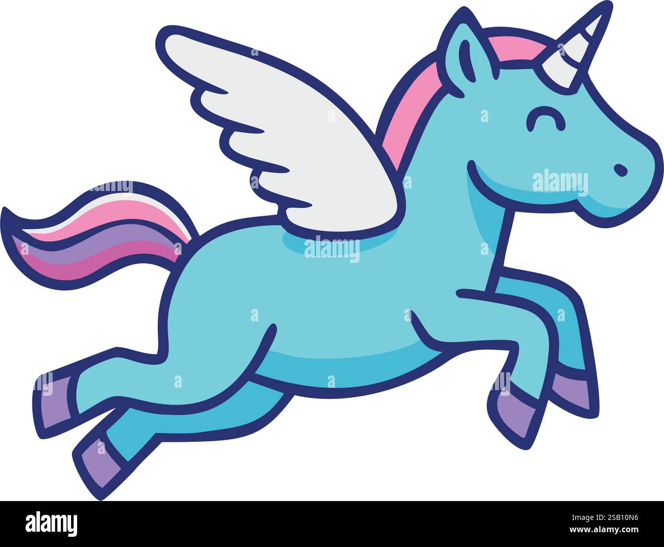 Galloping flying unicorn magical creature illustration Stock Vector ...
