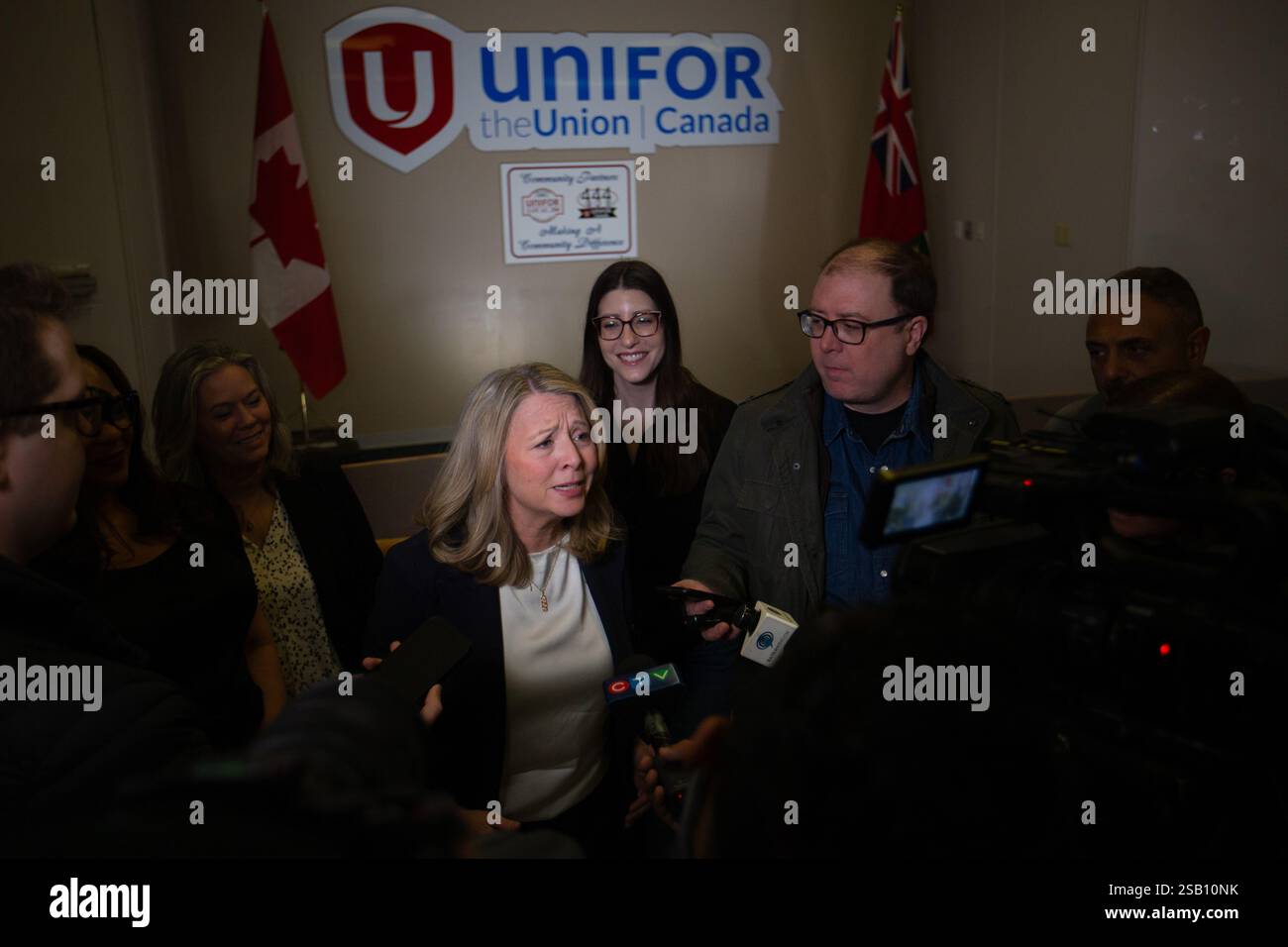 Windsor, Canada. 31st Jan, 2025. Ontario NDP Leader Marit Stiles speaks ...