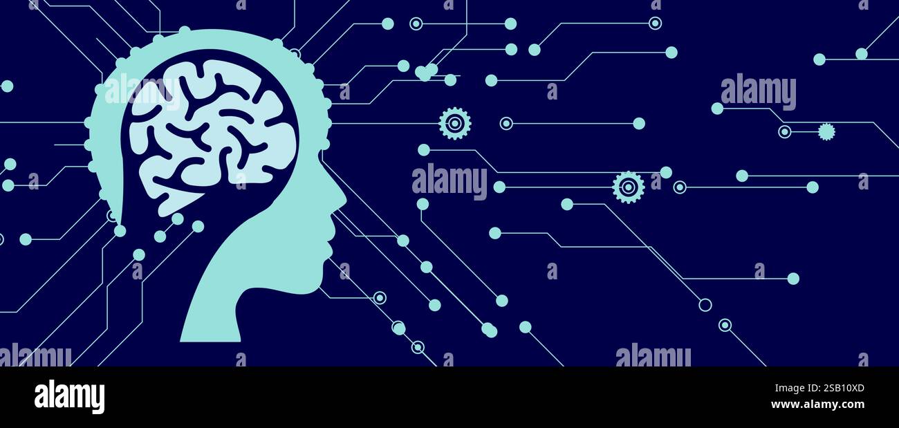 Abstract Artificial intelligence. Cloud computing. Machine learning. Technology web background ...