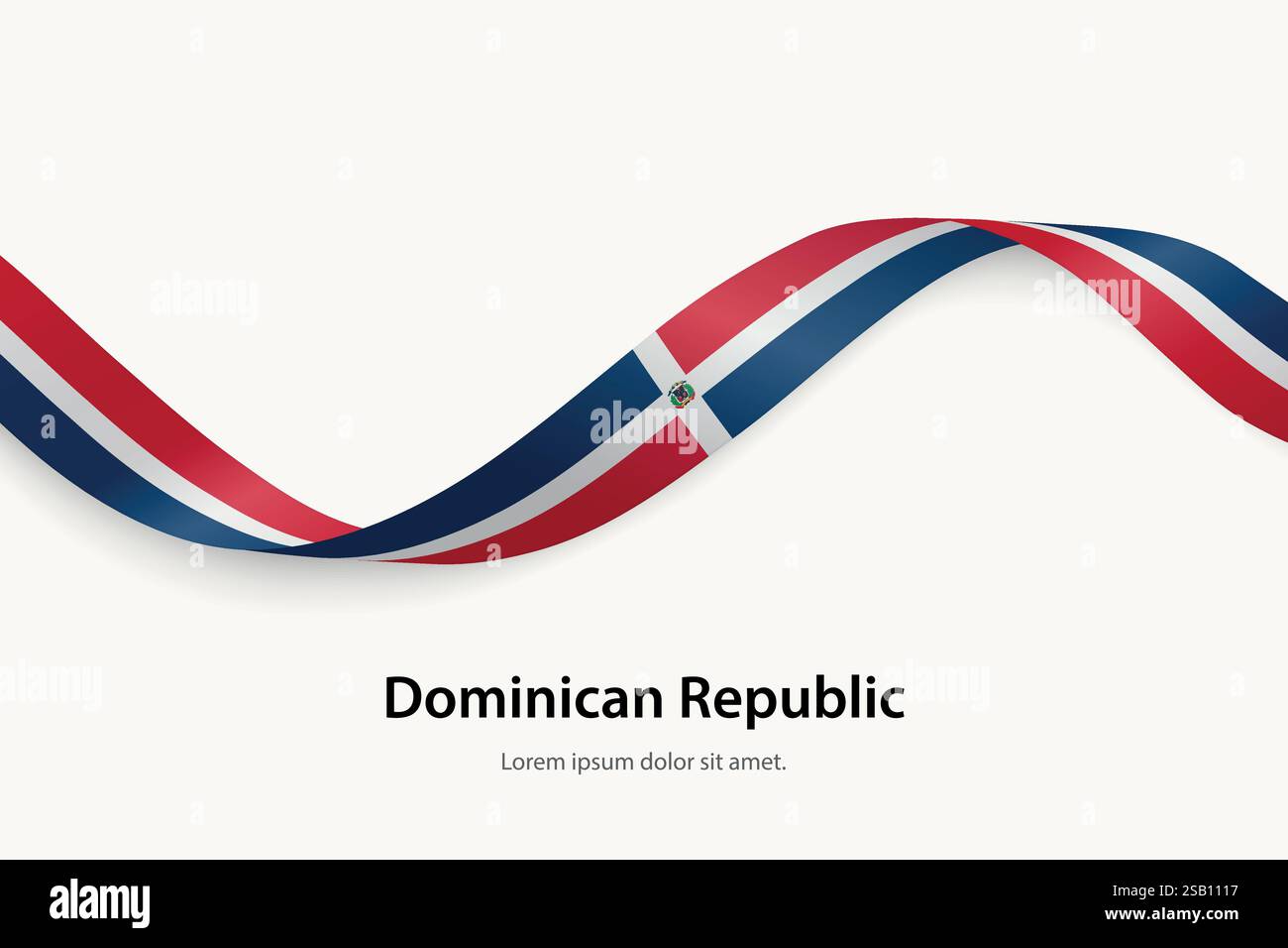 Dominican Republic flag on Waving ribbon. Template for independence day ...