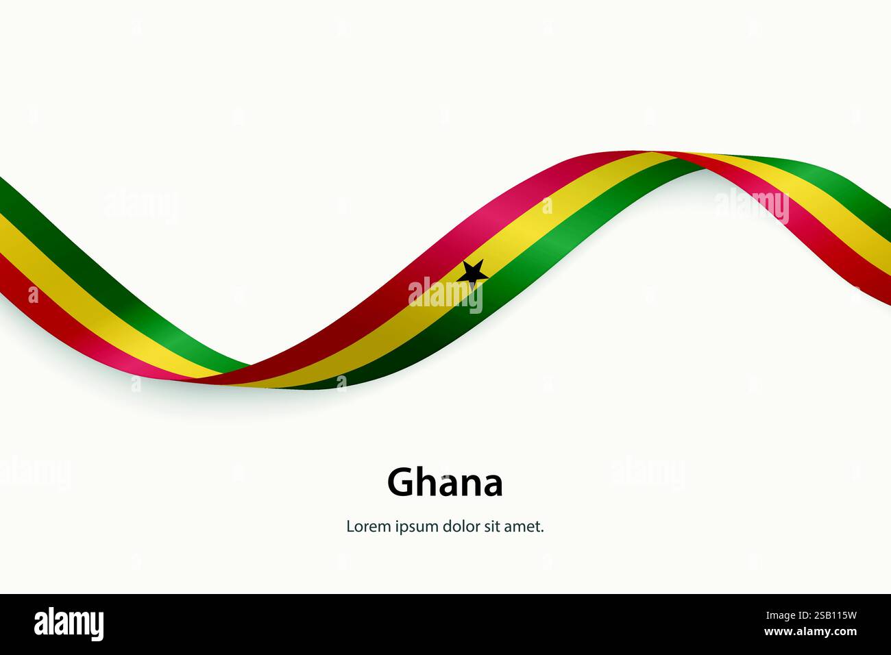 Ghana flag on Waving ribbon. Template for independence day Stock Vector ...