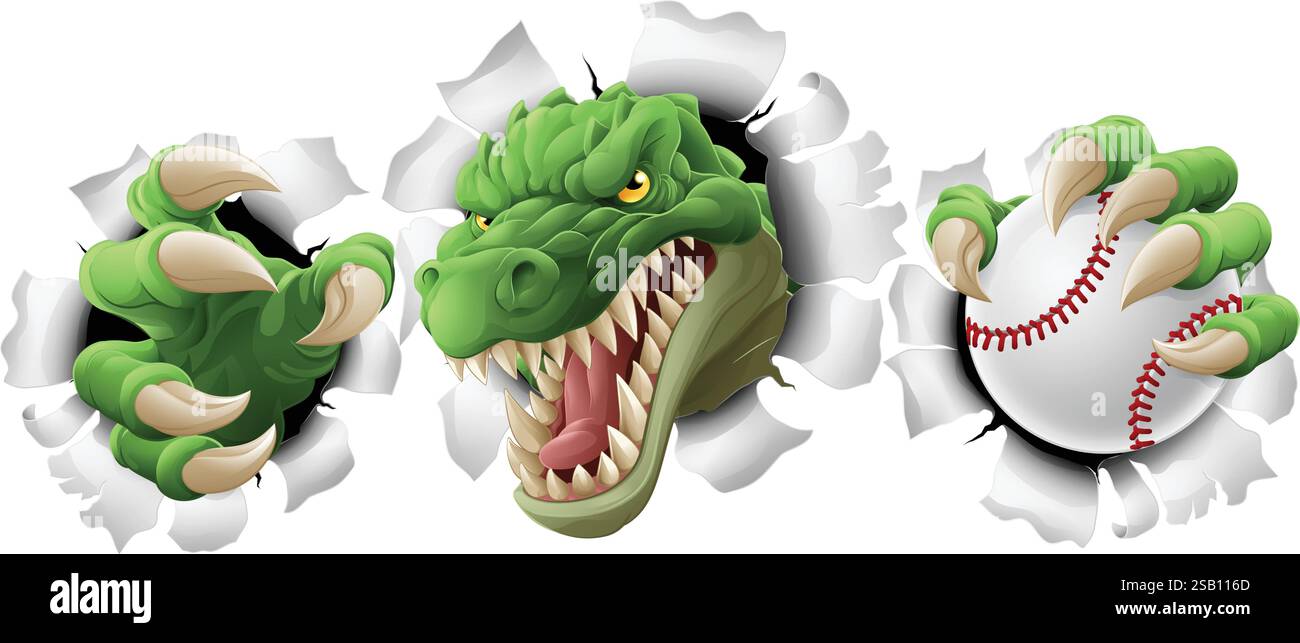 Crocodile Dinosaur Alligator Baseball Sport Mascot Stock Vector Image ...