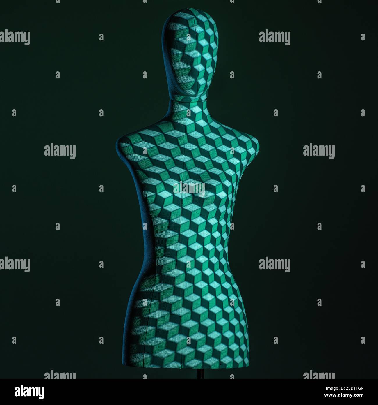 Mannequin illuminated with creative lights with geometric effects Stock ...