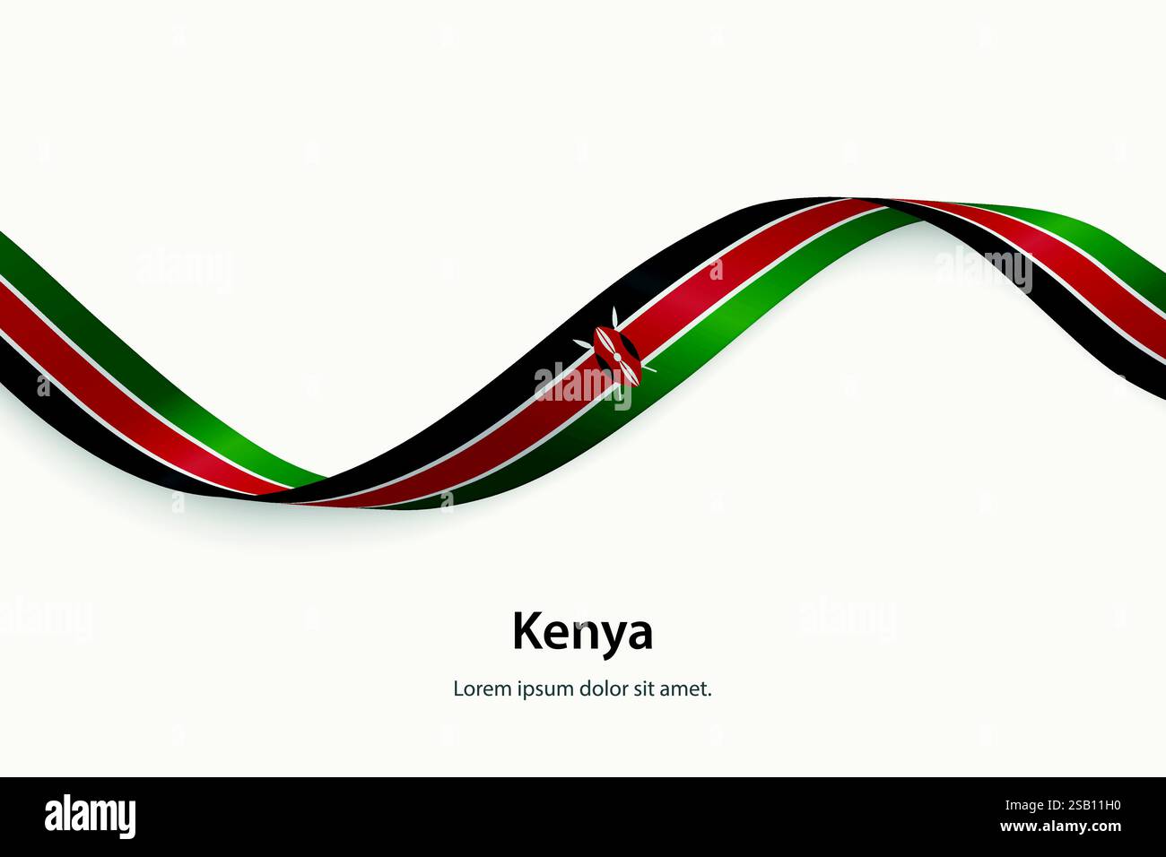Kenya flag on Waving ribbon. Template for independence day Stock Vector ...