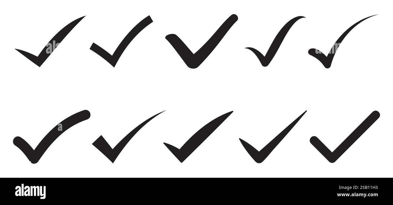 Check mark icon set. Black color check mark symbol Stock Vector Image ...