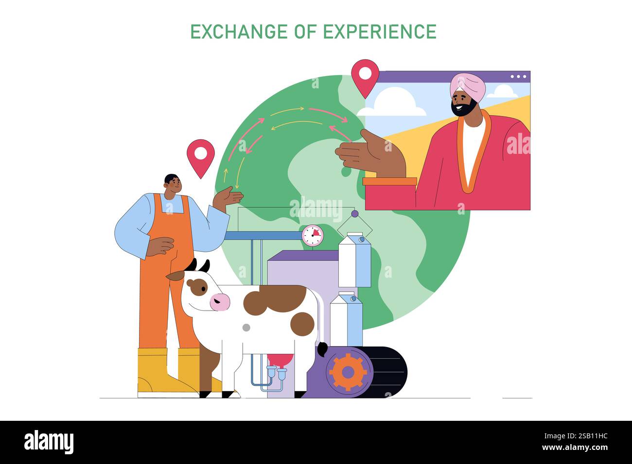 National Agriculture Day concept. Farmers share knowledge globally ...