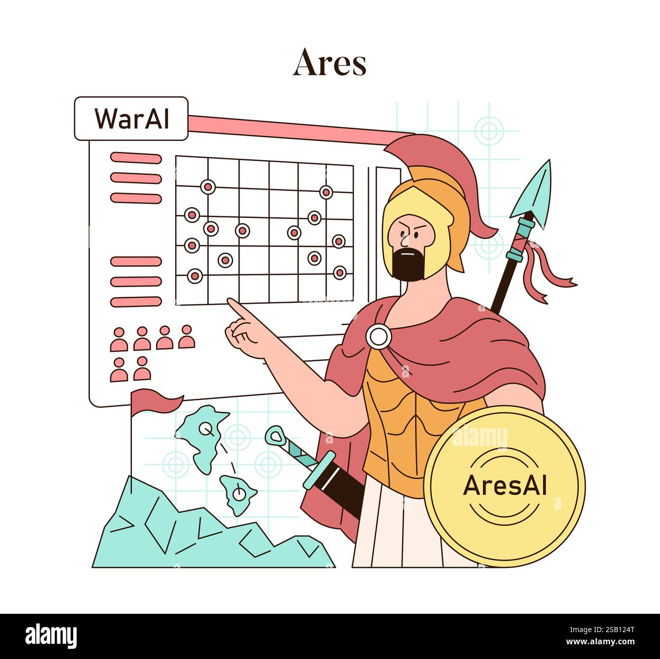 Olympic Gods Synergy AI concept. Illustration of Ares strategizing ...