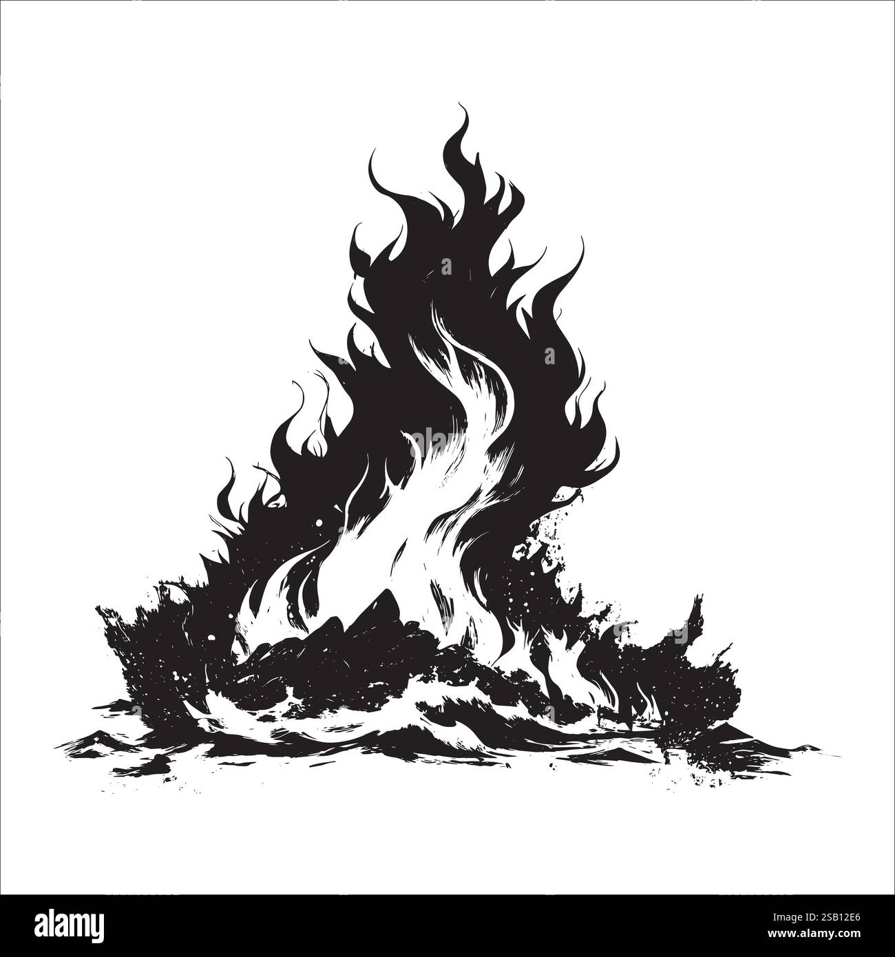 Fiery Black and White Abstract Art Stock Vector Image & Art - Alamy