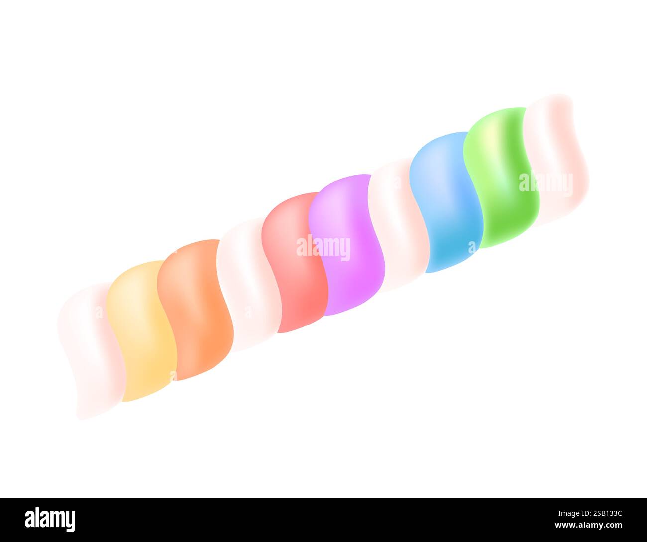 Twisted marshmallow sticks smooth, glossy texture. Multicolor candy ...