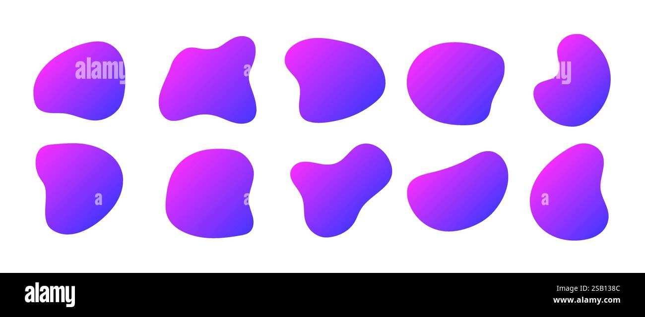 Freeform colorful shapes. Set of abstract gradient liquid forms. Trendy ...
