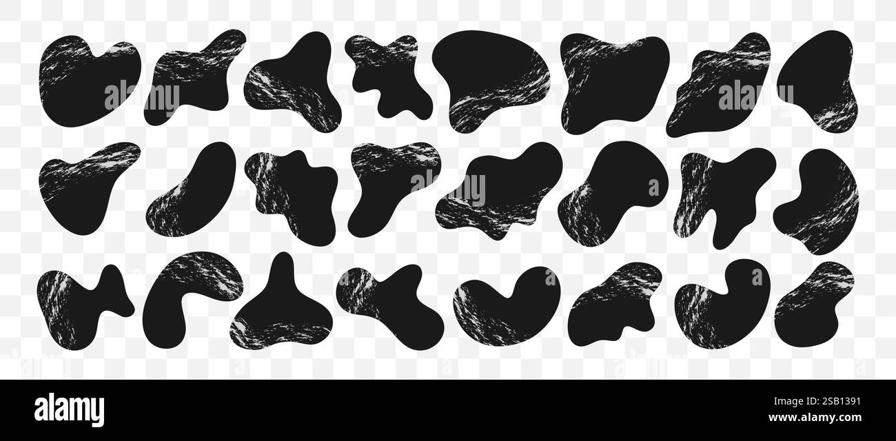 Set of Freeform or irregular blob. Collection of abstract amoeba. Black elements for design ...