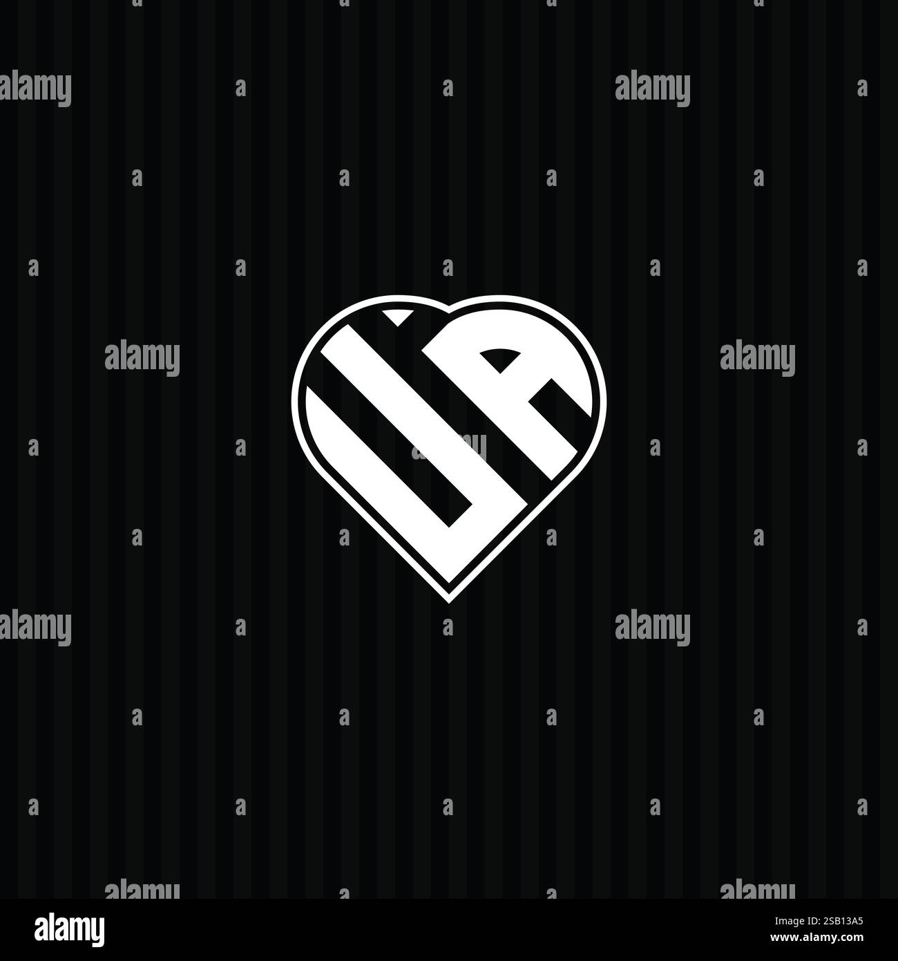 Heart Letter UA Logo - Initial Monogram Template for Alphabet U and A ...