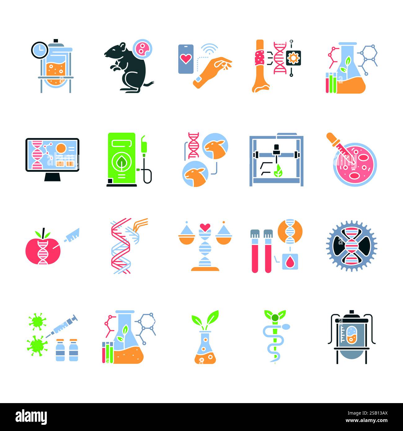 Biotechnology flat icons set. Vector isolated element Stock Vector ...