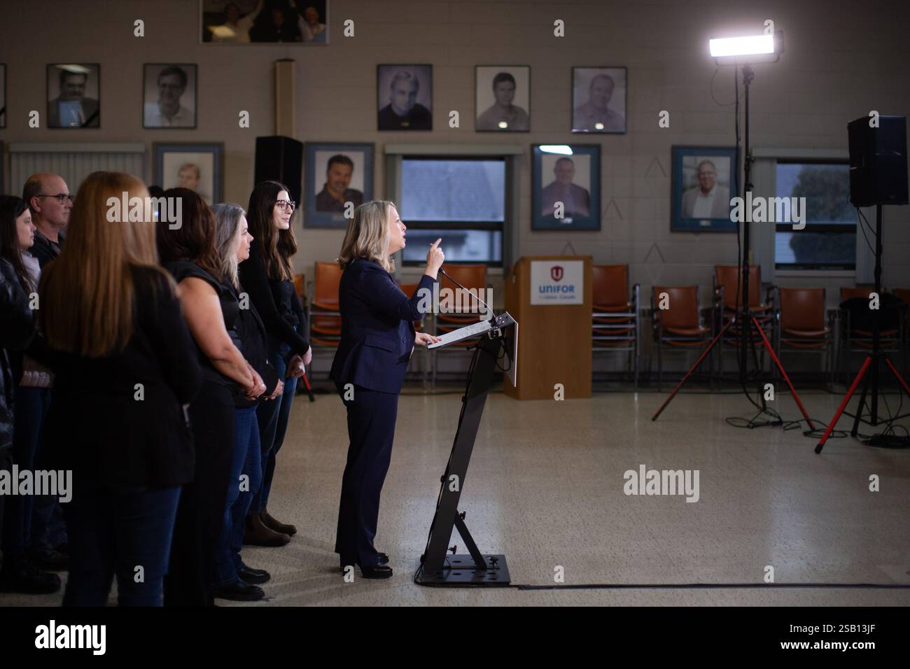 Ontario NDP Leader Marit Stiles makes a campaign stop at Unifor in ...