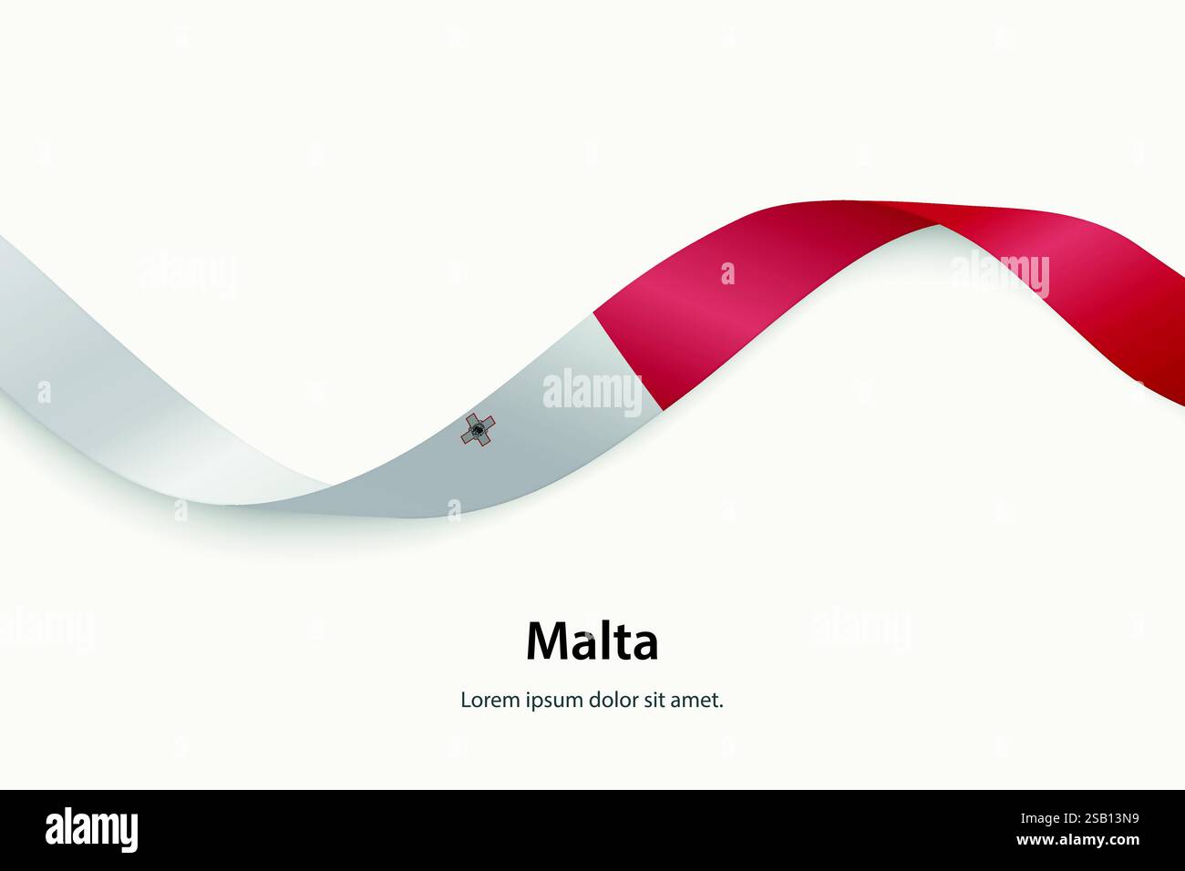 Malta flag on Waving ribbon. Template for independence day Stock Vector ...