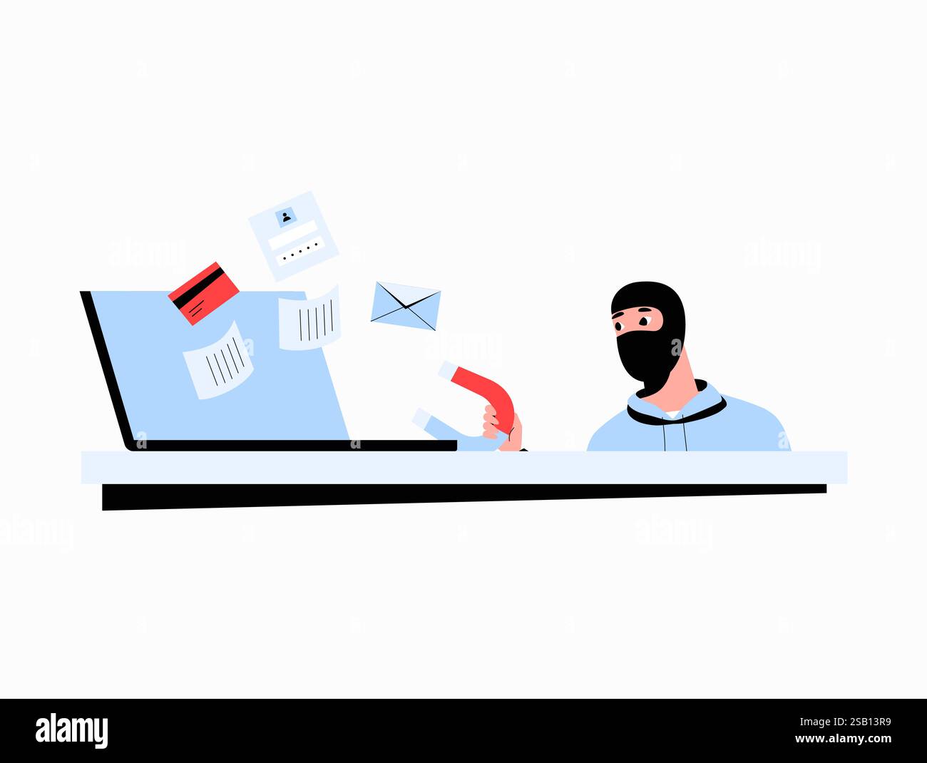Online Fraud, Cyber Criminal Stealing Data in Flat Vector Illustration ...