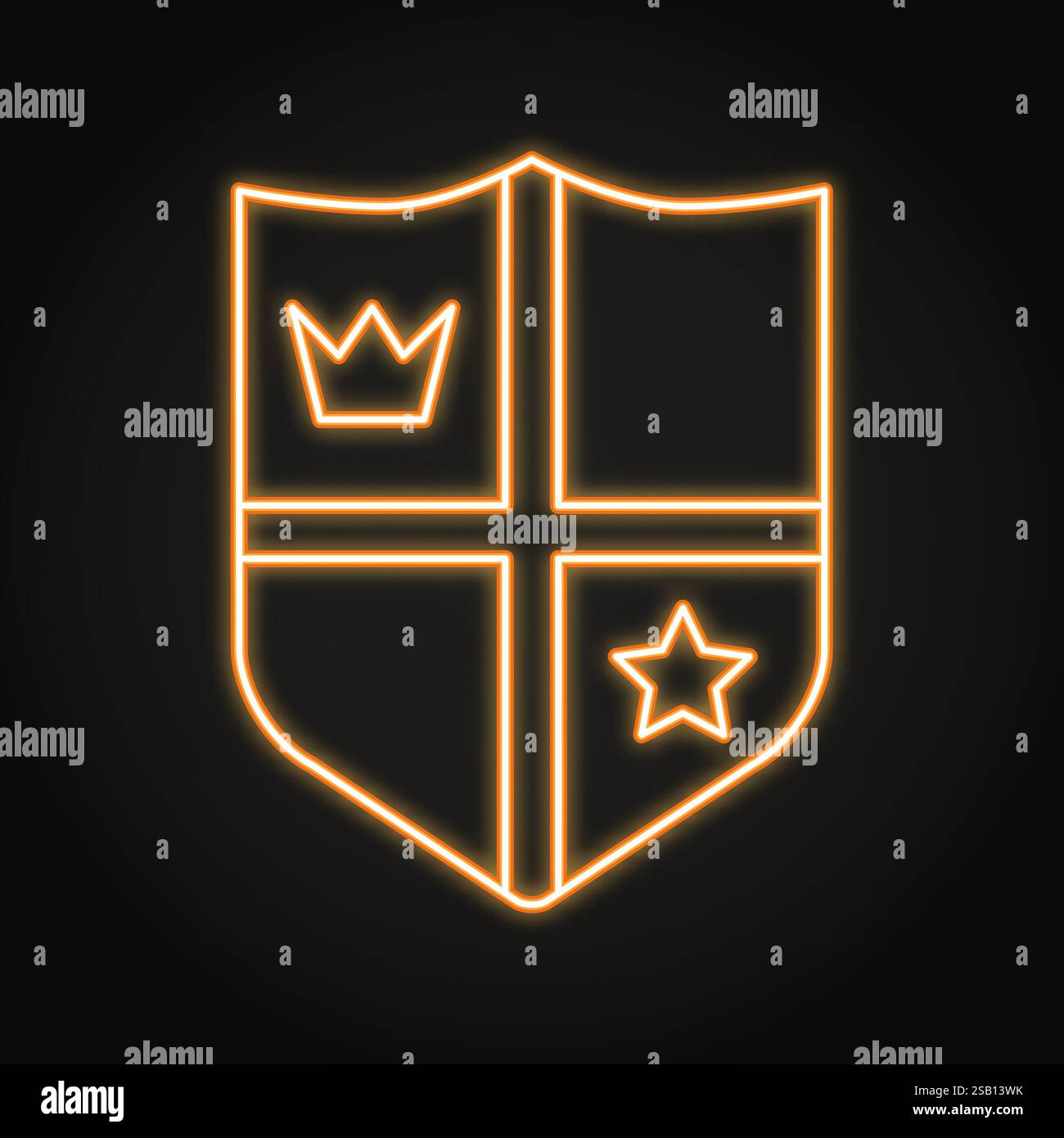 Heraldic shield emblem neon icon. Heraldry, coat of arms. Vector ...
