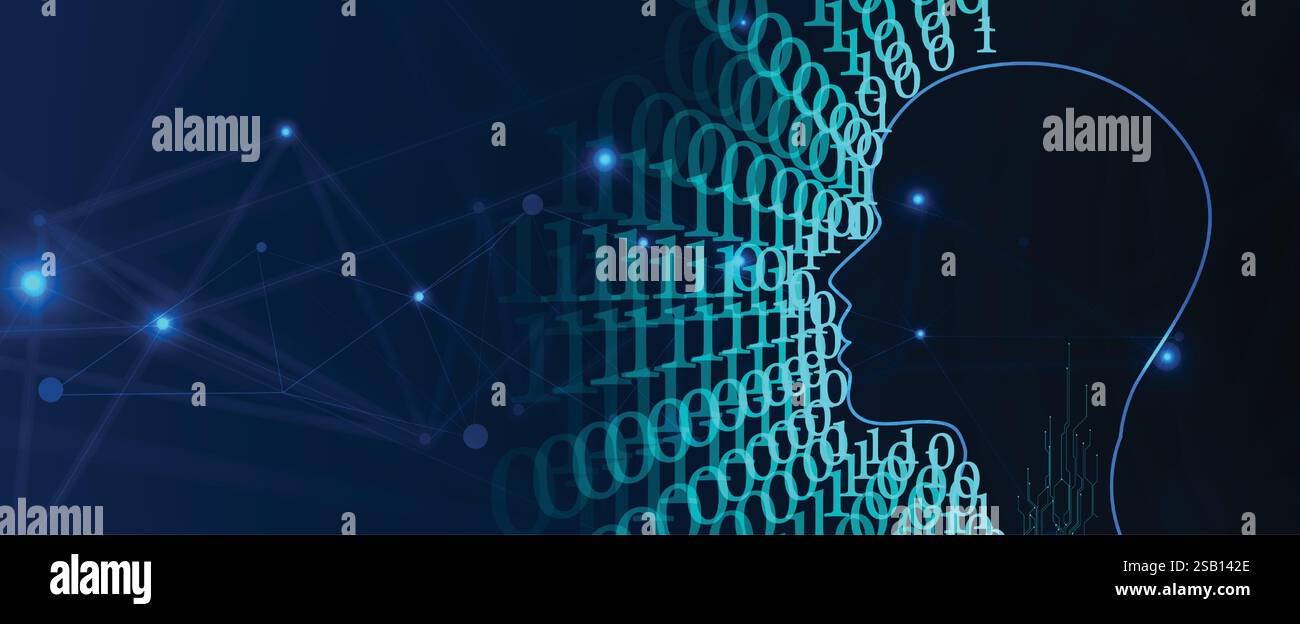 Abstract Artificial intelligence. Cloud computing. Machine learning. Technology web background ...