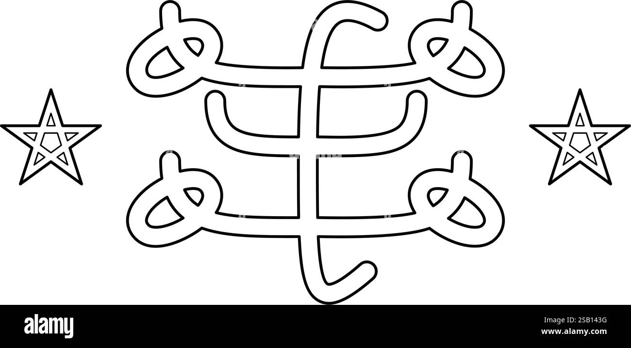 Symbol Persni Bahaism Baha'i Bahai contour outline line icon black ...