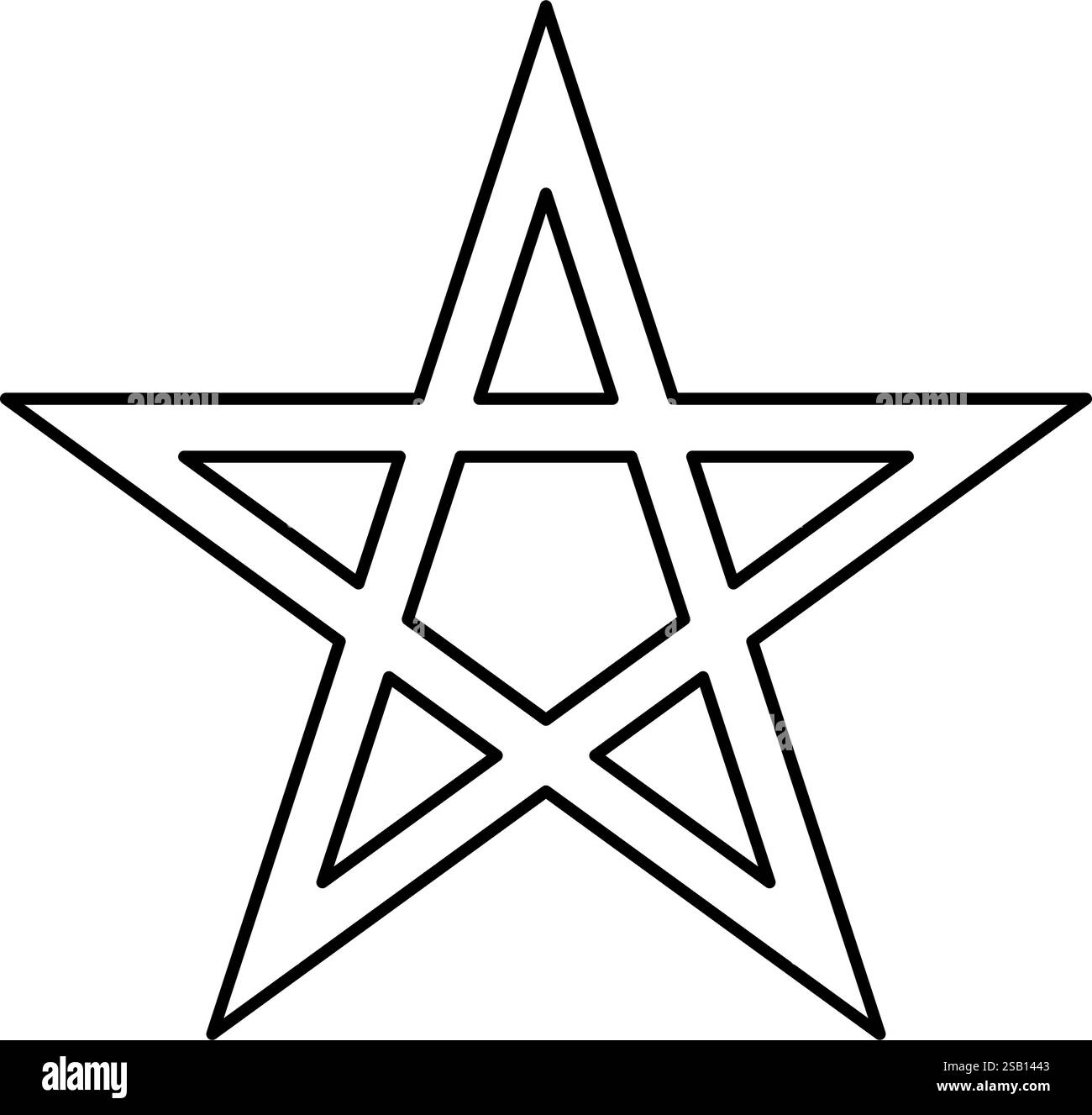Pentagram Neo paganism sign five pointed star contour outline line icon ...