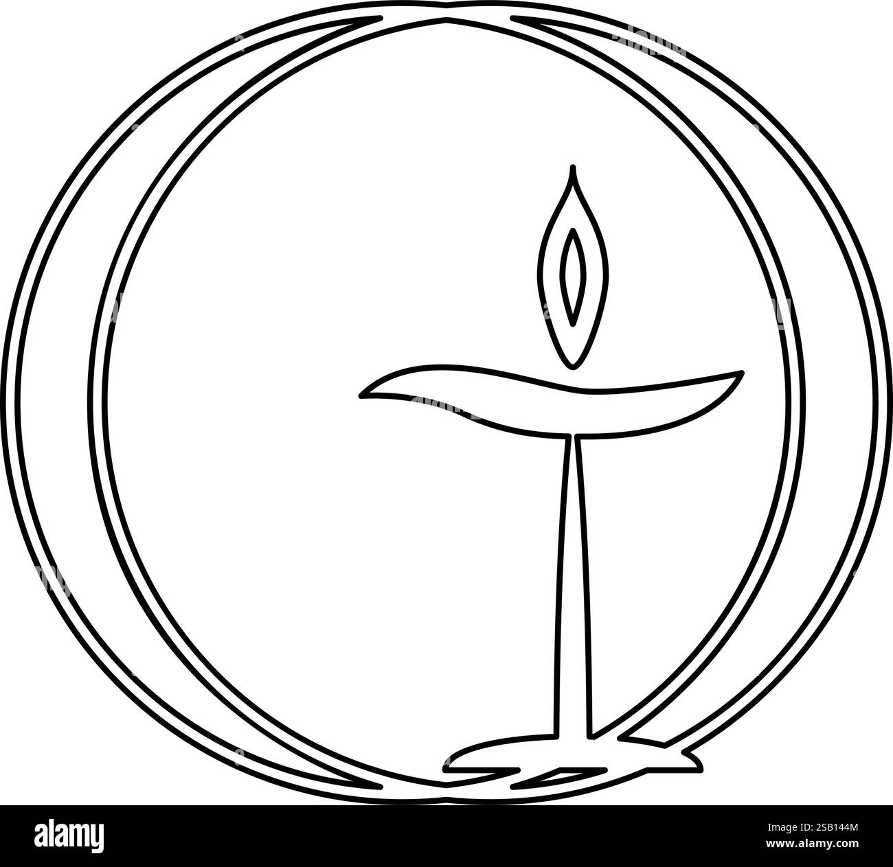 Flaming chalice symbol Unitarian universalism concept contour outline ...