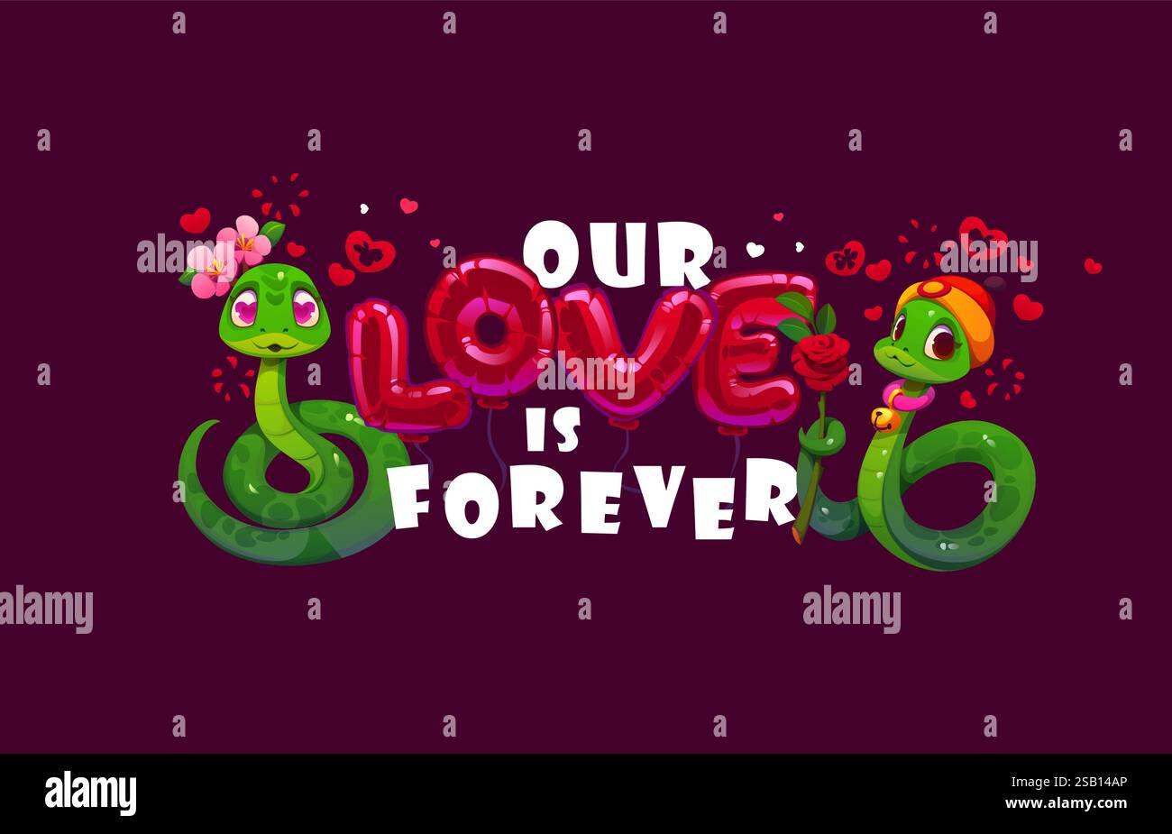 Valentines day quote our love is forever. Vector charming banner ...