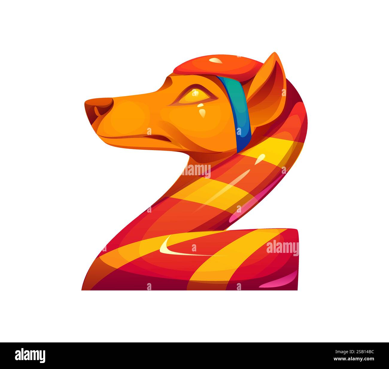 Cartoon Egyptian font jackal head Z letter. Ancient history English ABC ...