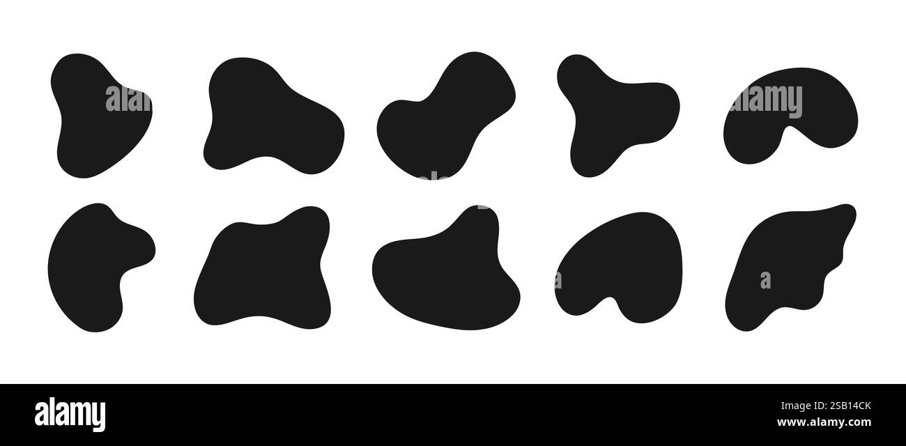 Freeform set. Collection of hand drawn abstract irregular blobs. Trendy minimal designs. Flat ...