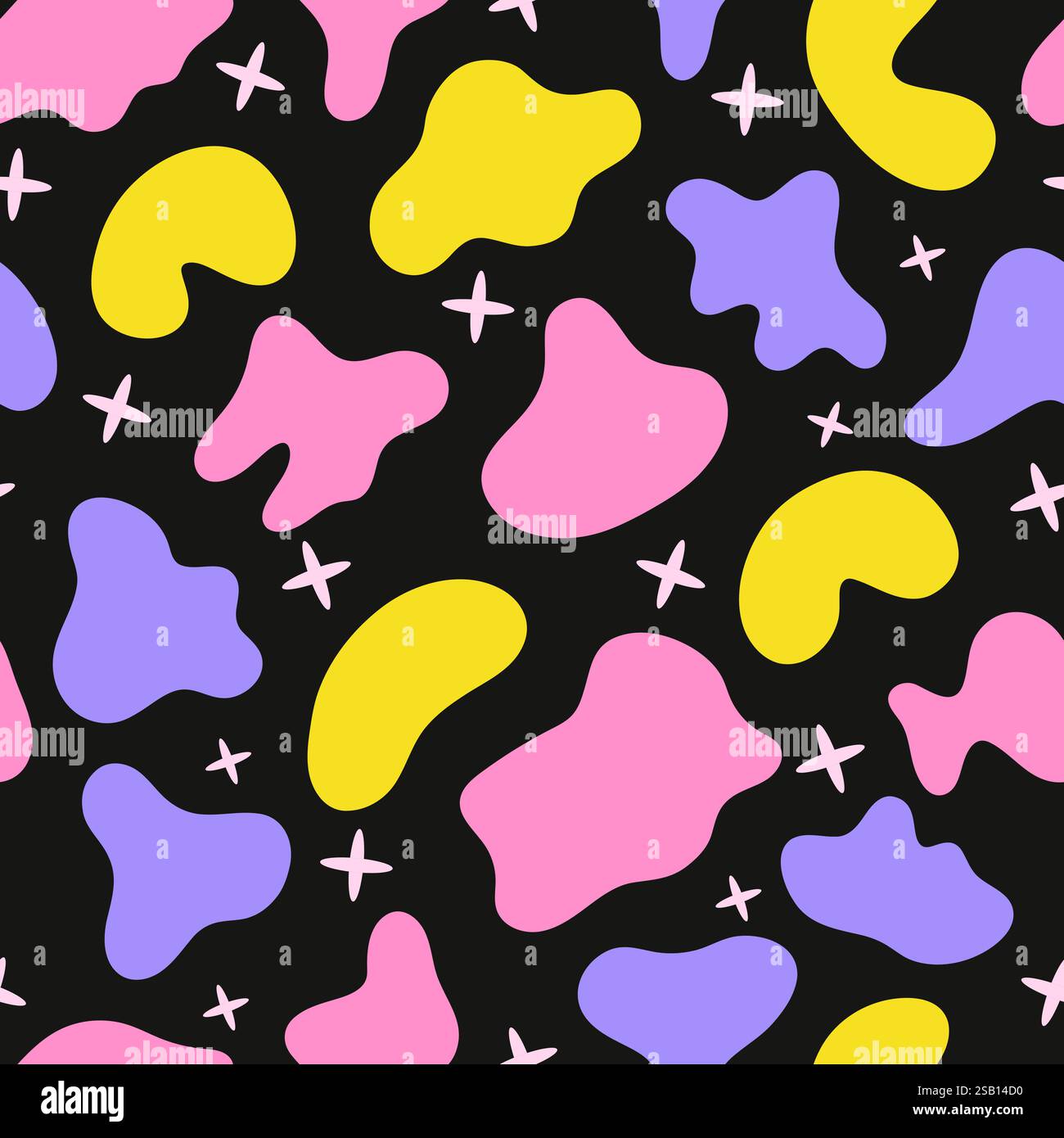 Freeform shape. Seamless pattern with hand drawn abstract irregular blobs. Basic stains ...