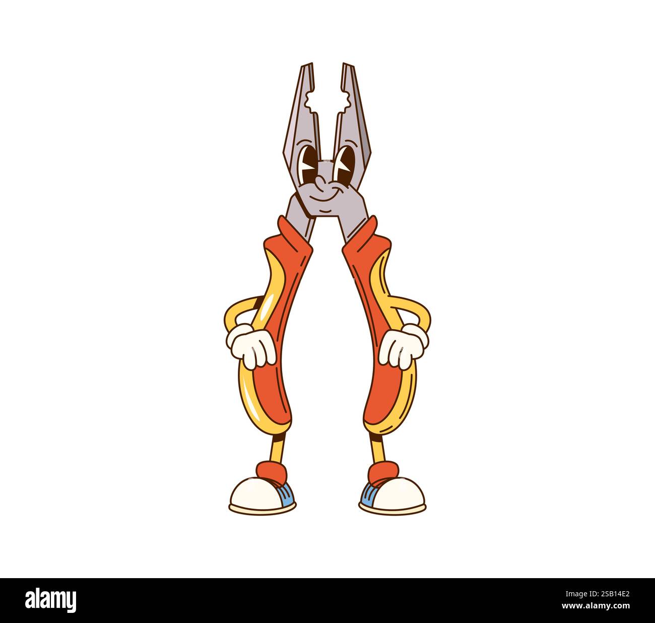 Cartoon groovy pliers character or work tool for DIY construction and ...
