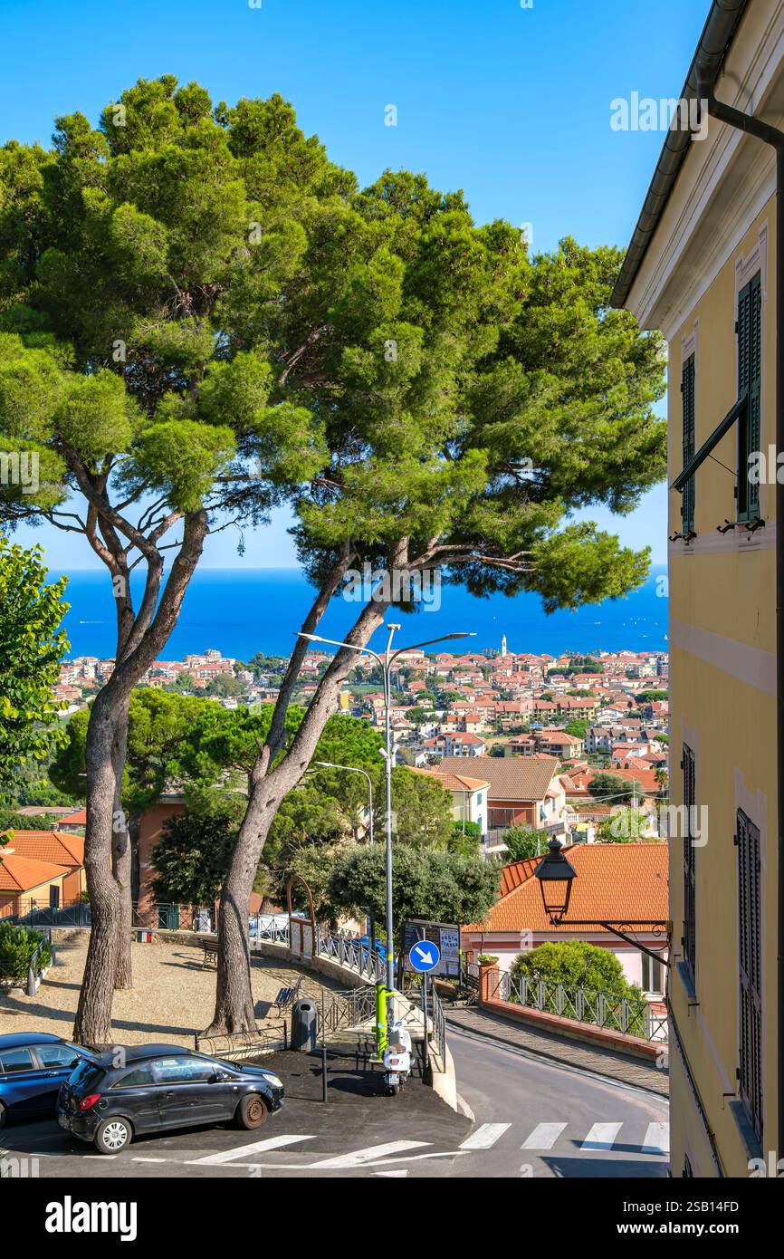 View from Diano Castello down to Diano Marina on the Italian Riviera ...