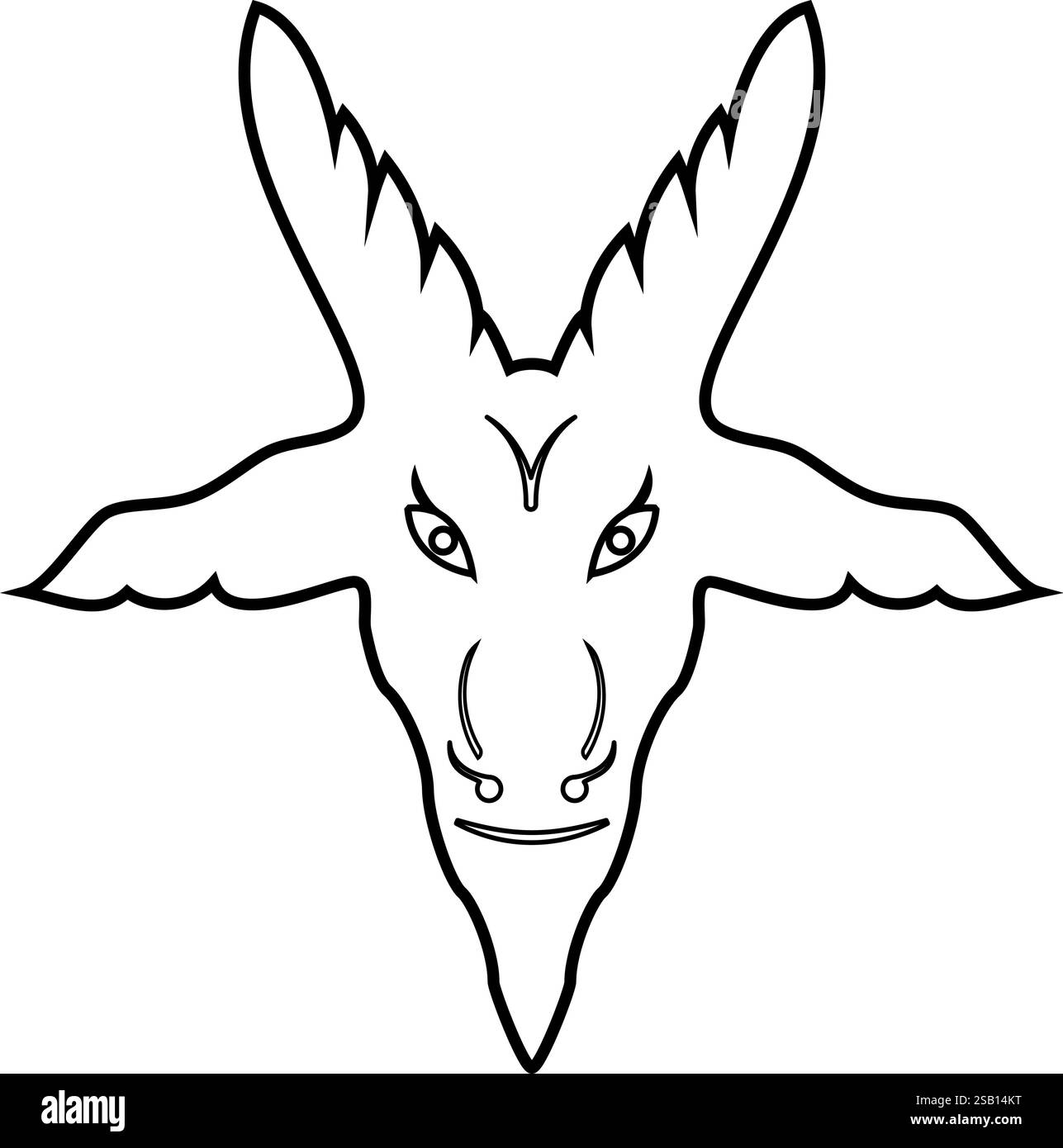 Head goat Symbol Satanism of Lavaeus Sigil of Baphomet sign contour ...
