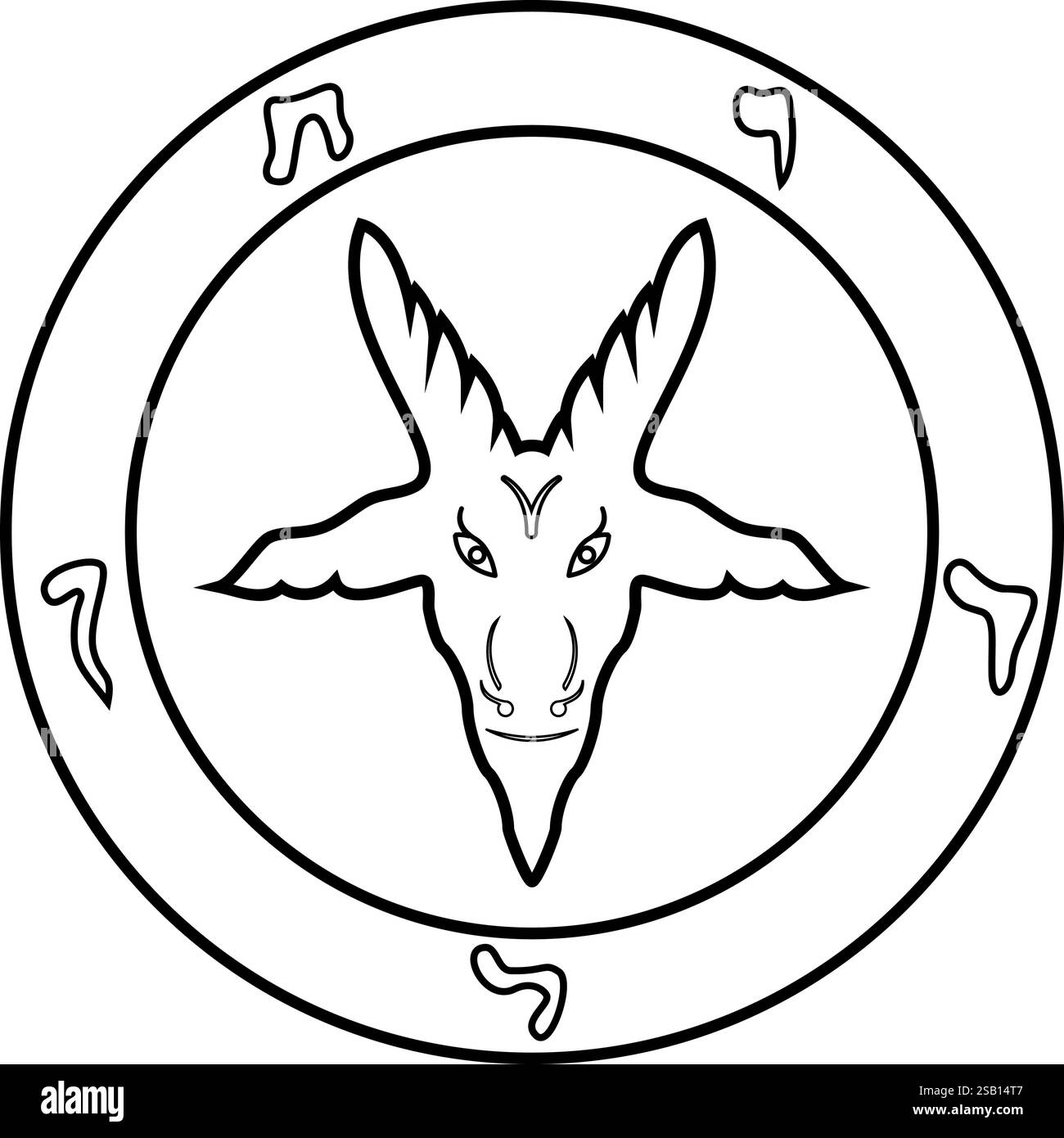 Symbol Satanism of Lavaeus Sigil of Baphomet sign contour outline line ...