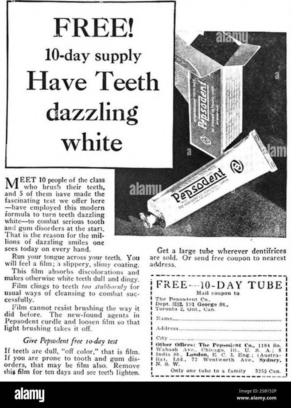 1929 Canadian Pepsodent toothpaste ad Stock Photo - Alamy