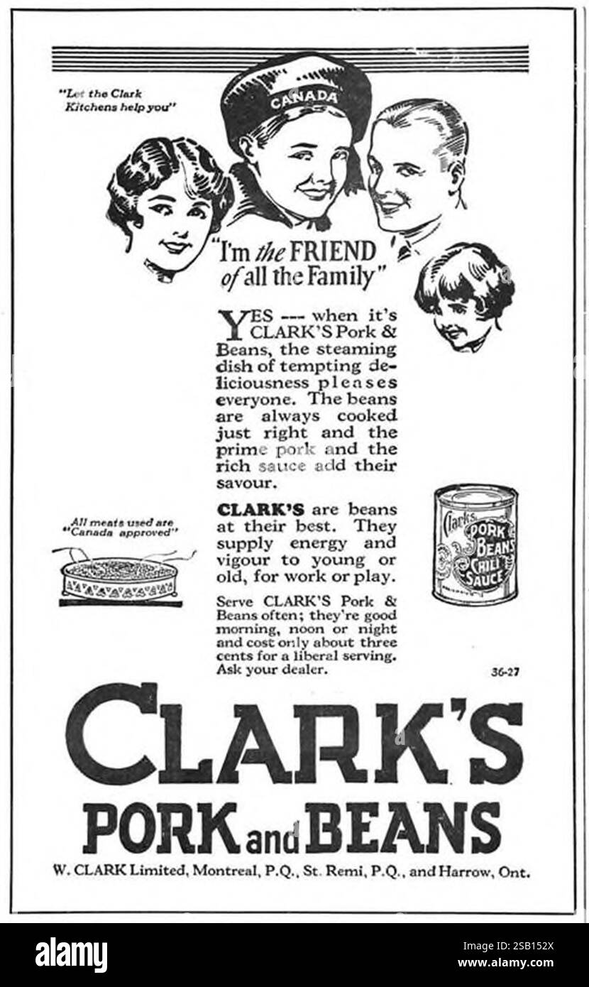 1929 Canadian Clark's pork and beans ad - W Clark Limited Montreal ...