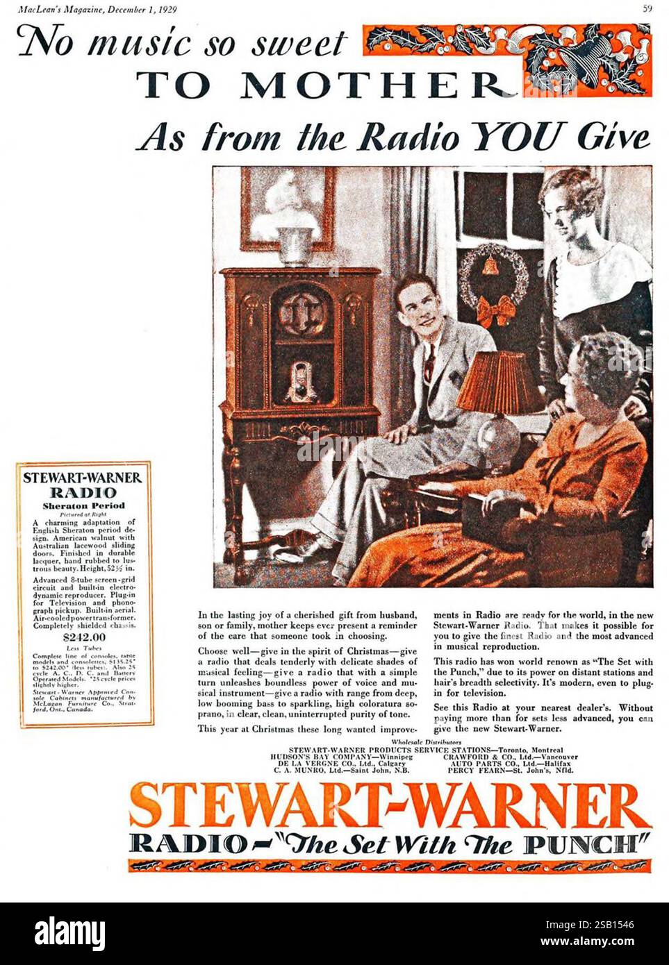 1929 Canadian Stewart-Warner Radio Ad Stock Photo - Alamy