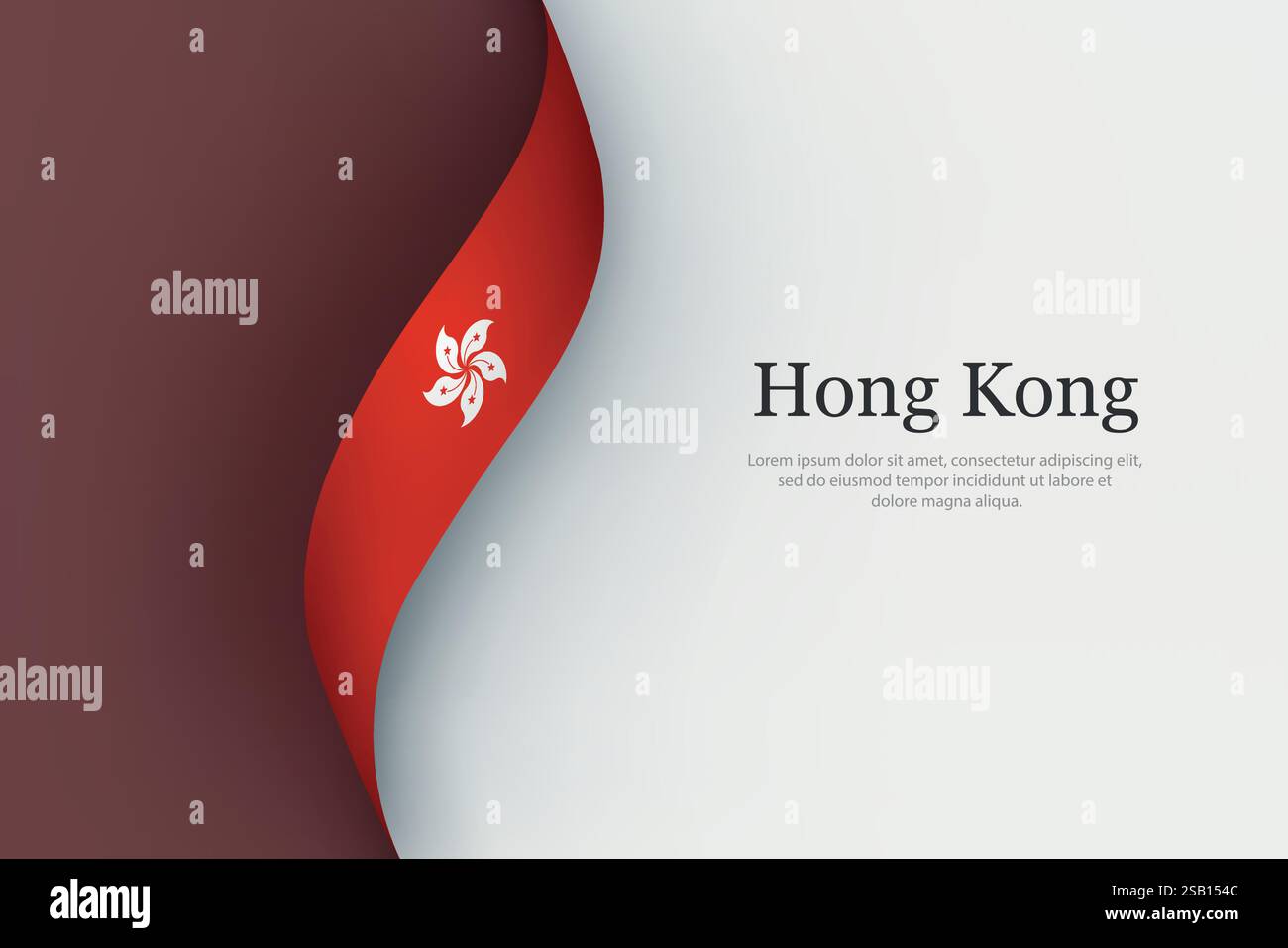 Hong Kong flag on Waving ribbon. Template for independence day Stock ...