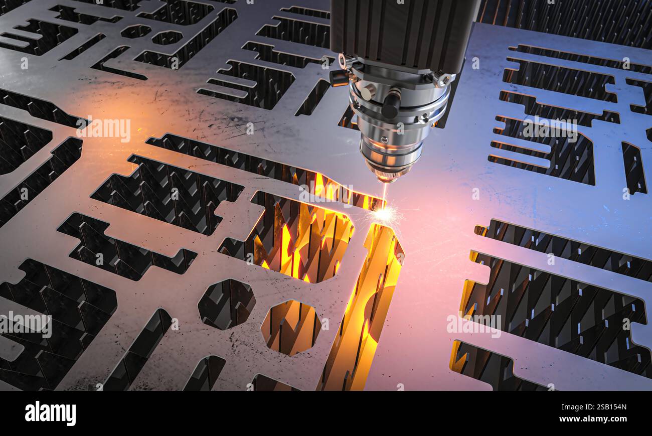 High precision industrial laser cutting metal sheet in automated ...
