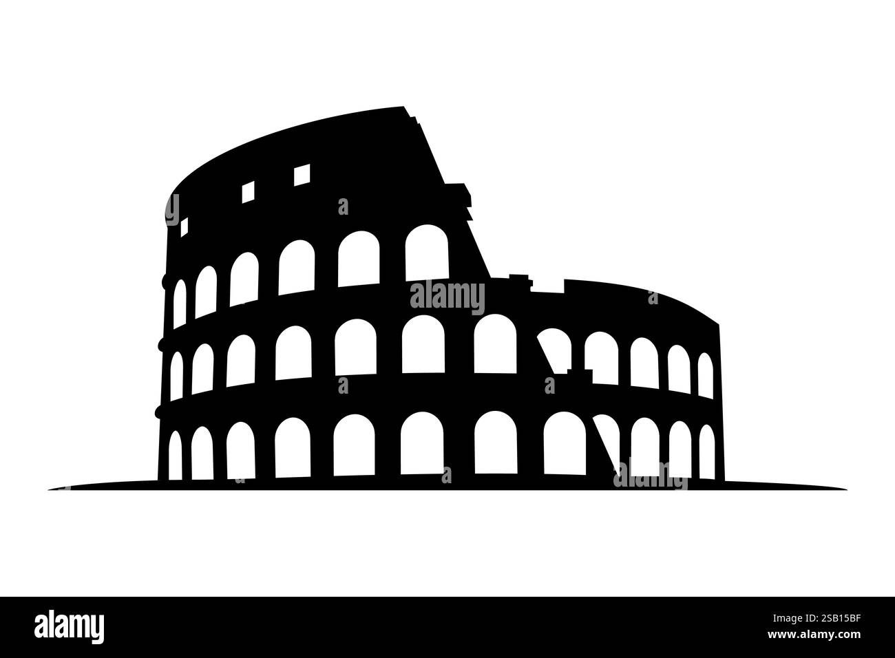 Black silhouette of the iconic Roman Colosseum, emphasizing its ...