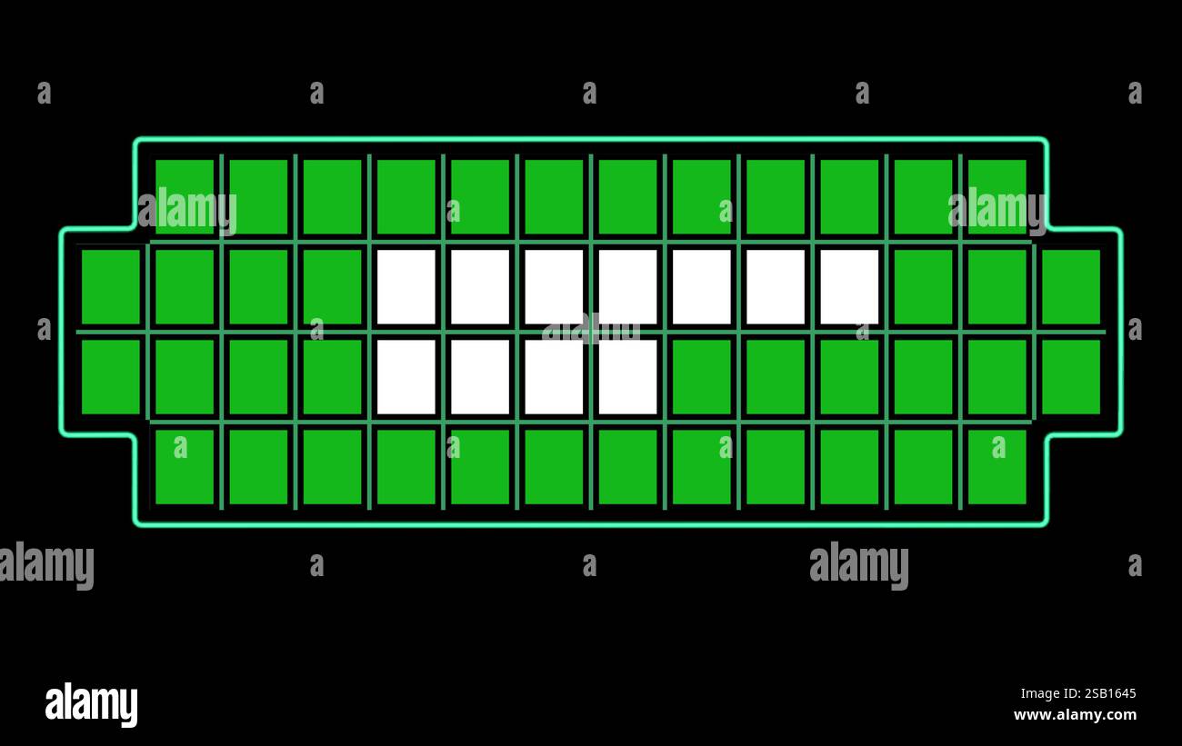 Game show board featuring a grid of tiles with a horizontal row of ...